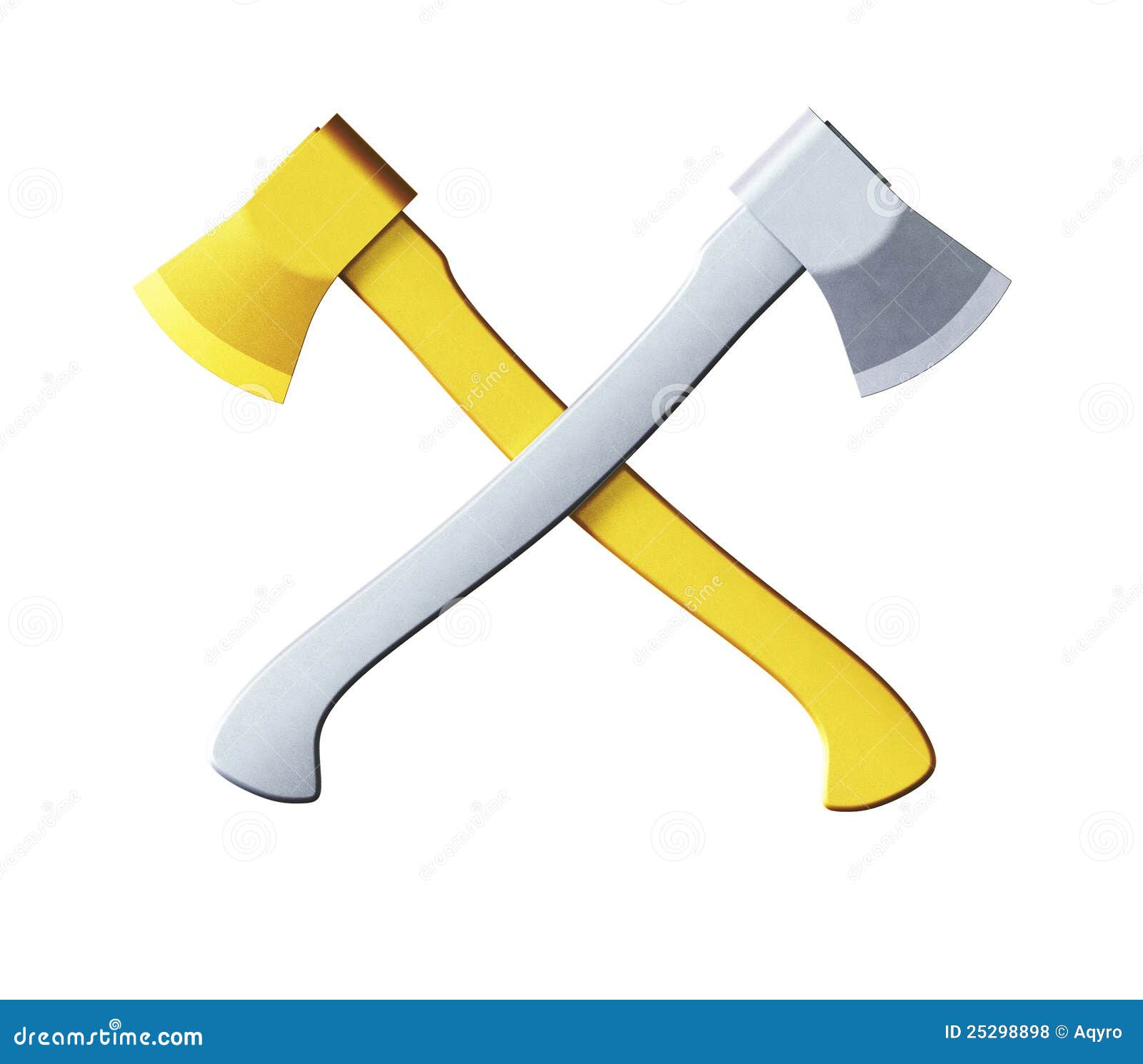Golden and Silver Axes on White Stock Illustration - Illustration of ...
