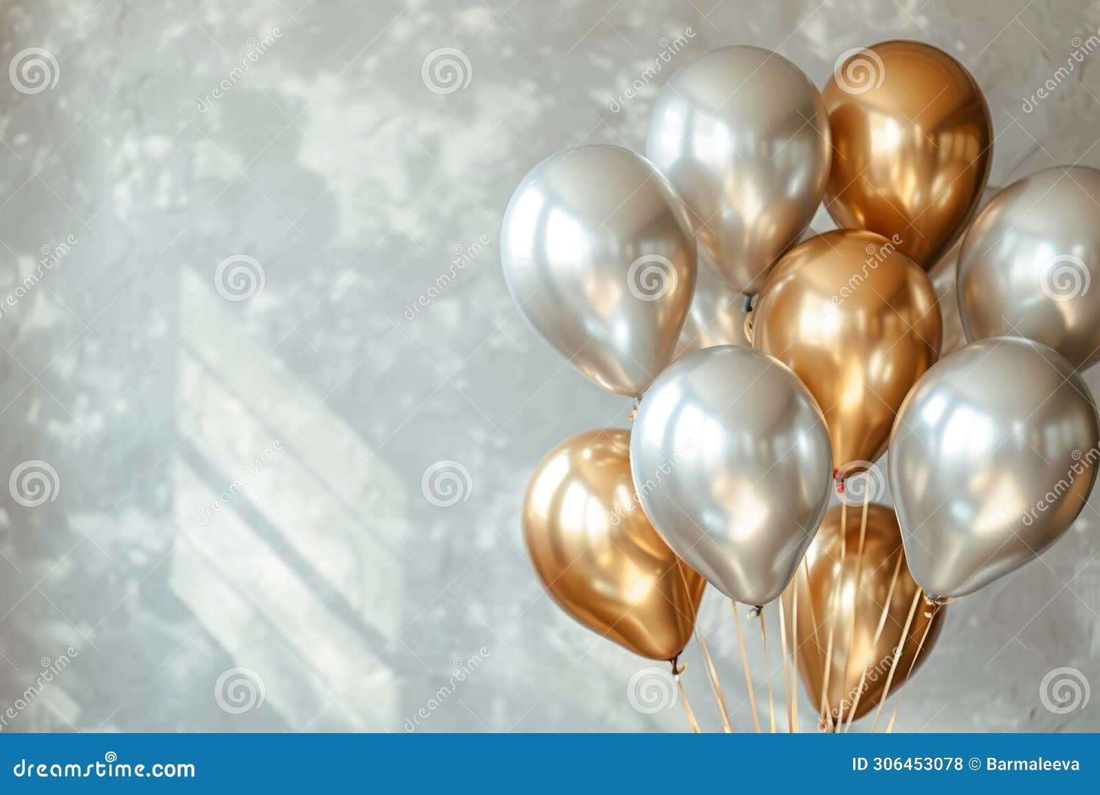 Golden and Silver Balloons. Festive Background Stock Photo - Image of ...