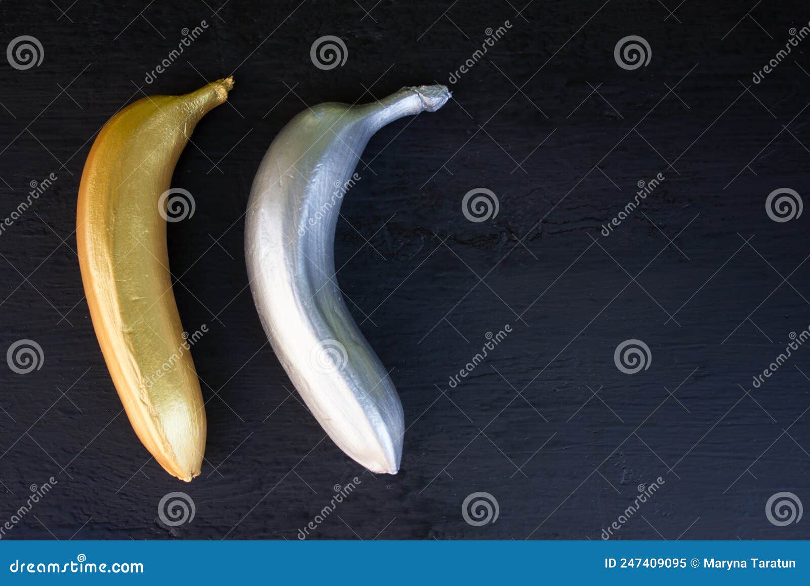 Golden and Silver Banana on a Black Background. Trend Concept ...