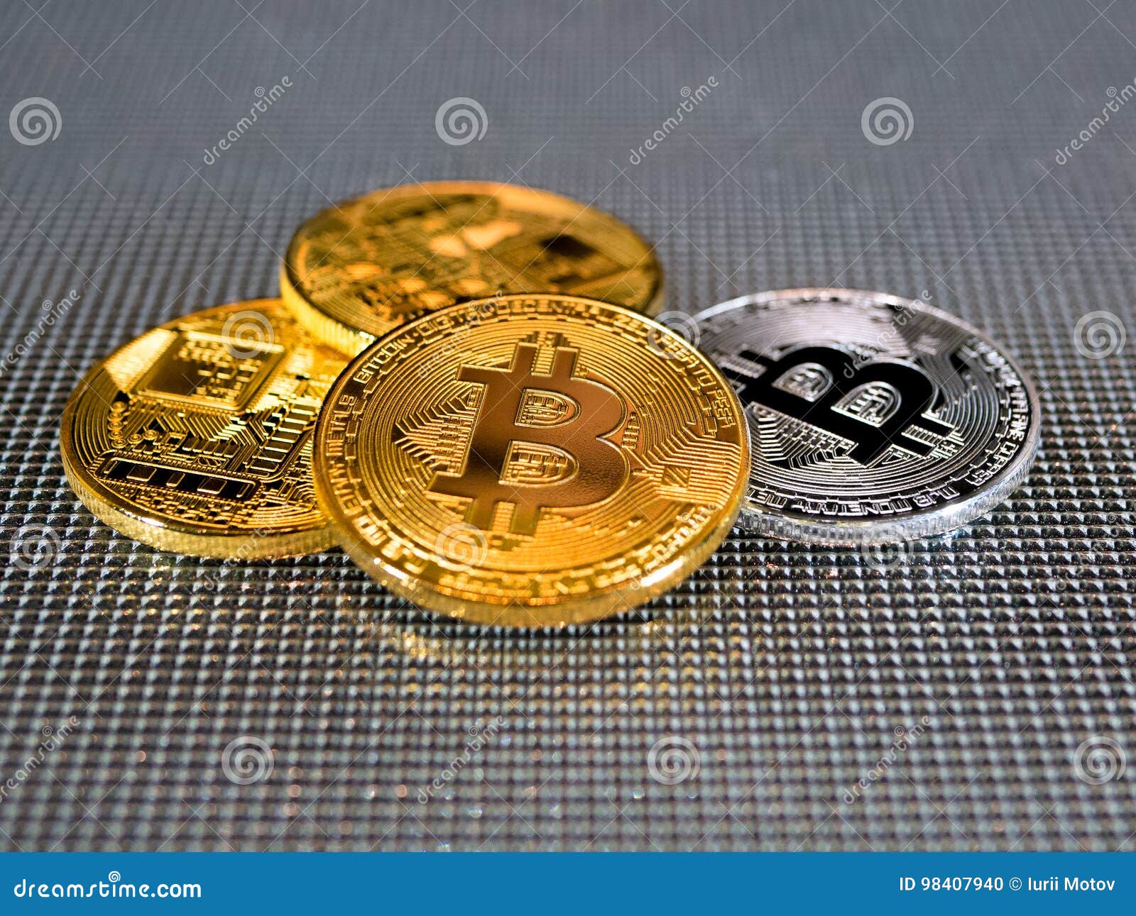 Golden and Silver Bitcoin on Abstract Background. Bitcoin ...