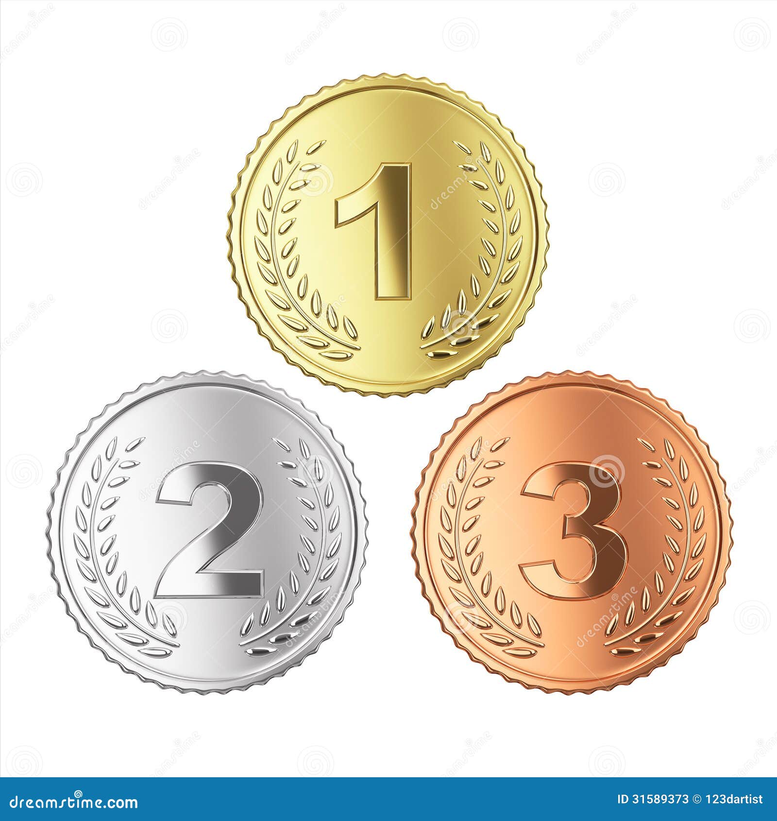 Golden, Silver and Bronze Medal Stock Illustration - Illustration of ...