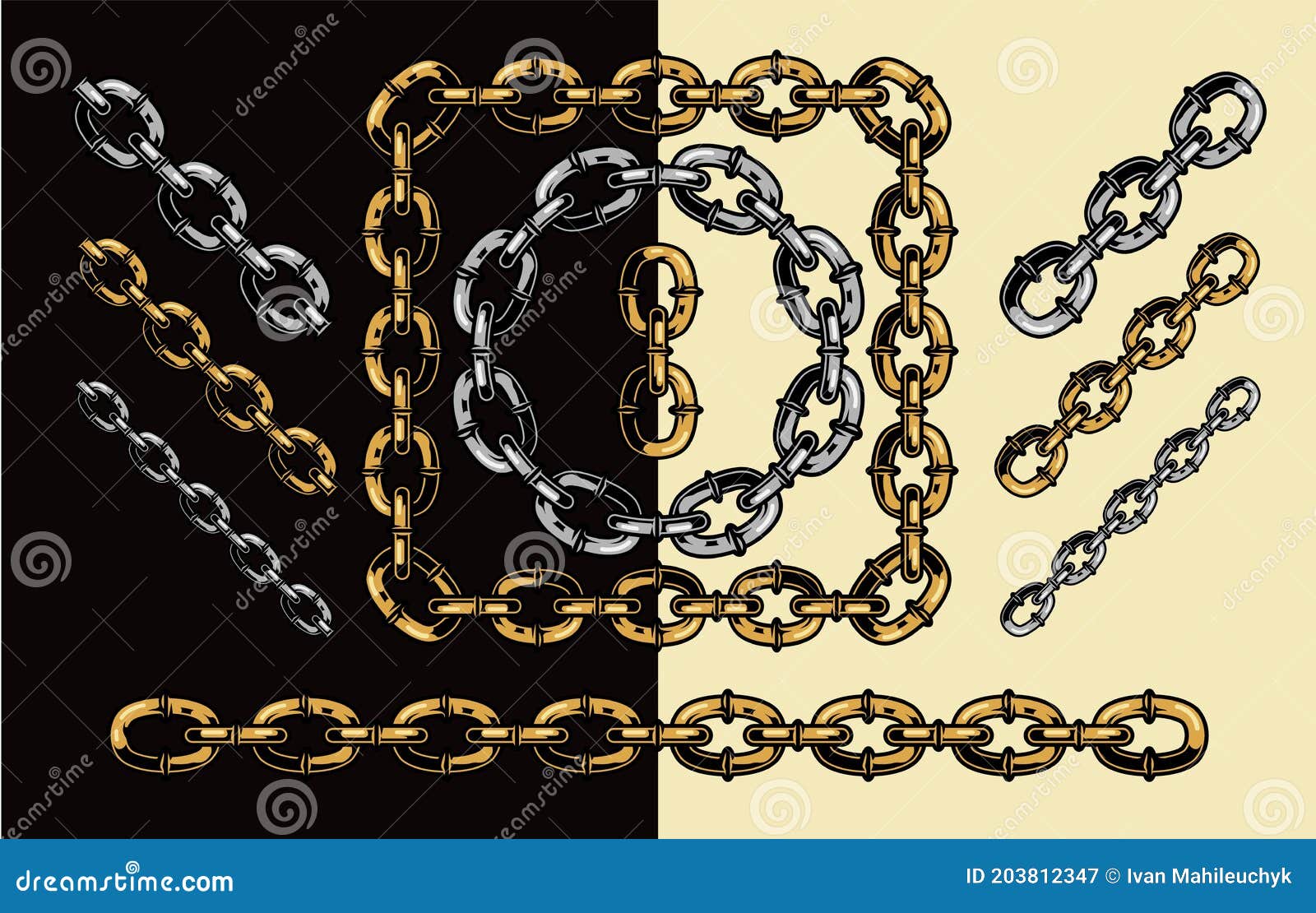 Golden and Silver Chains Pattern Brush Stock Vector - Illustration of ...