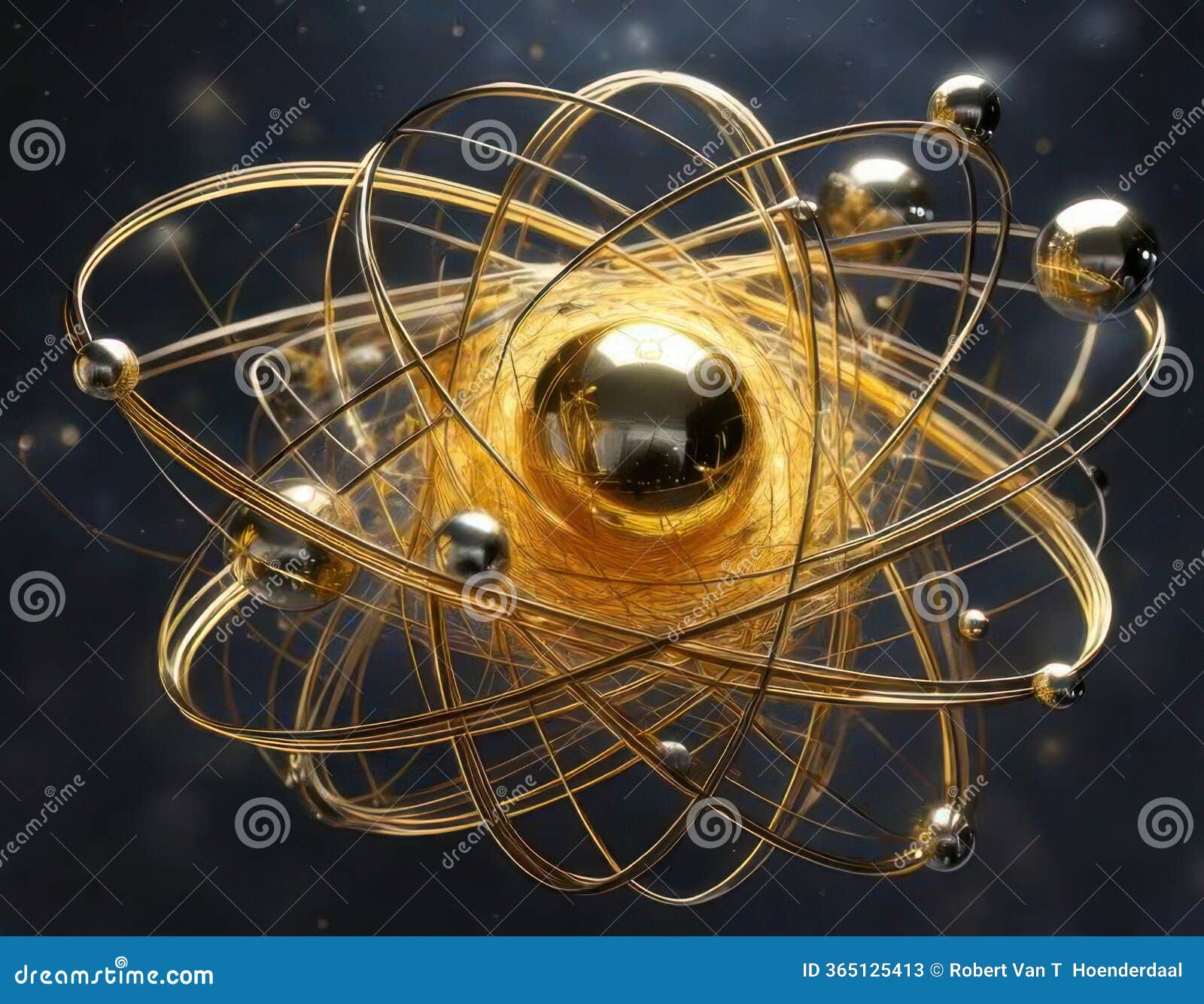 3D Rendering Of Impression Of Atoms With Electrons Stock Photo ...