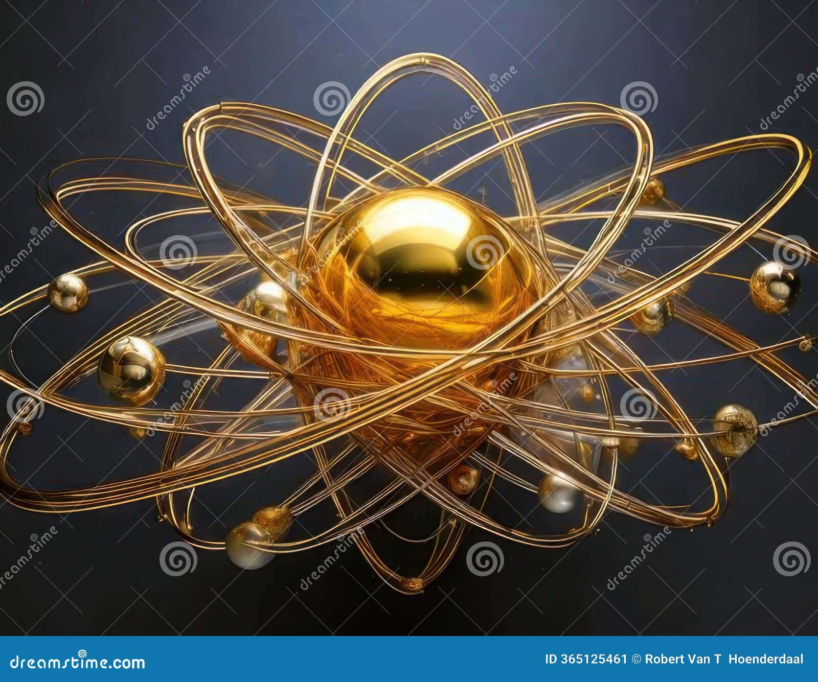 3D Rendering Of Impression Of Atoms With Electrons Stock Photo ...