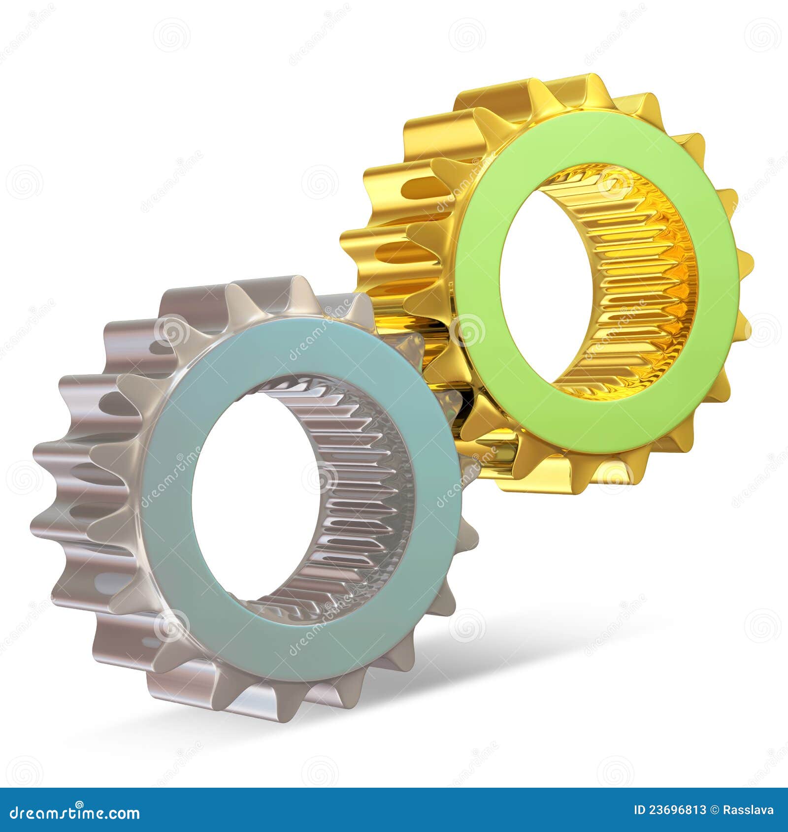 Golden and Silver Gears on White Background Stock Illustration ...