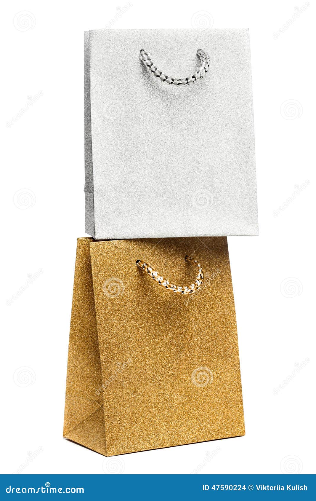 Golden and Silver Gift Bags on White Stock Photo - Image of celebrate ...