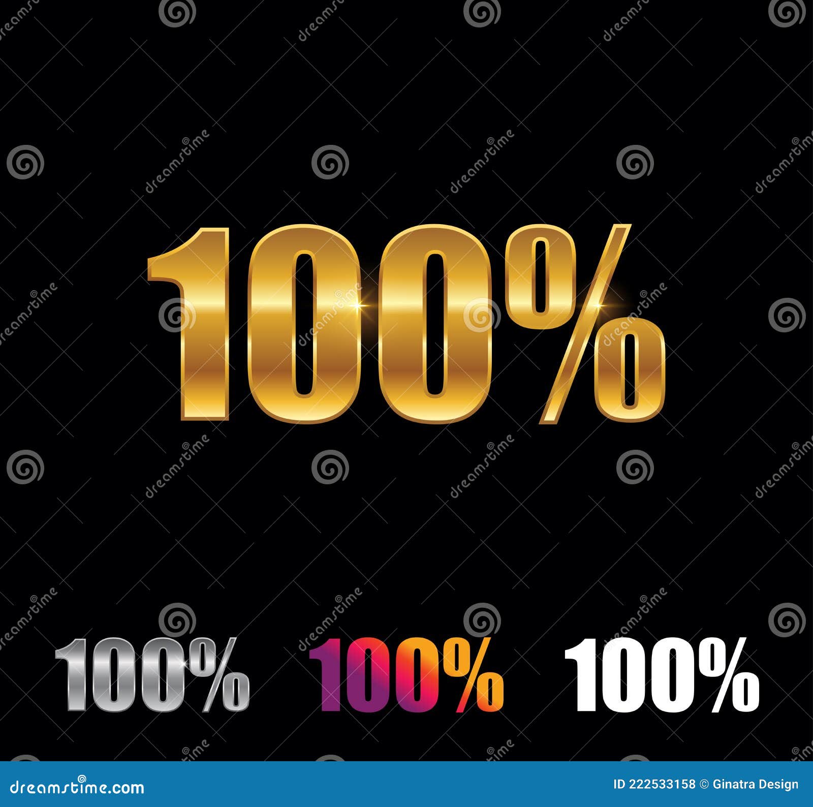 Golden and Silver 100 Percent Sign Stock Vector - Illustration of ...
