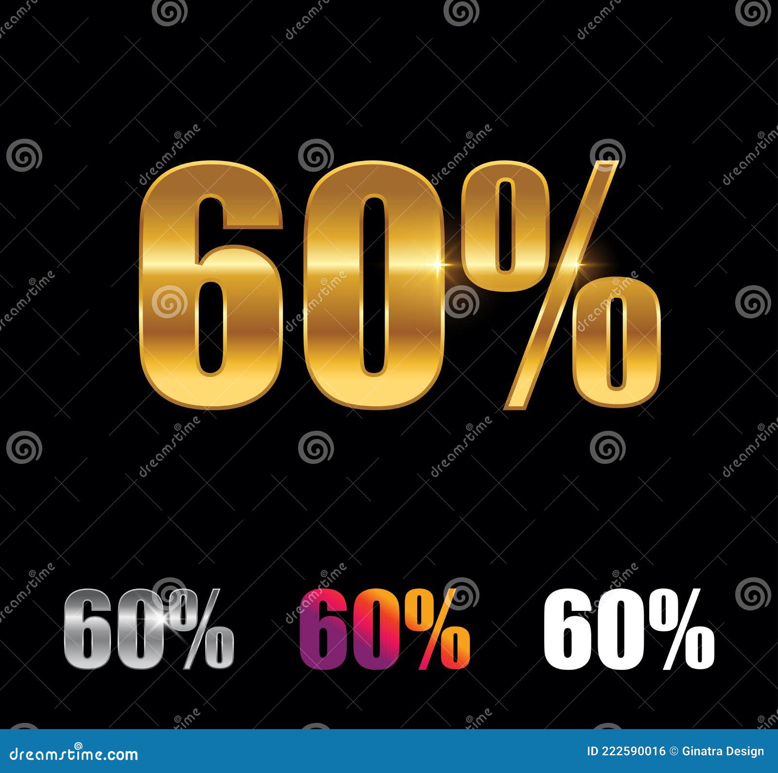 Golden and Silver 60 Percent Sign Stock Vector - Illustration of ...