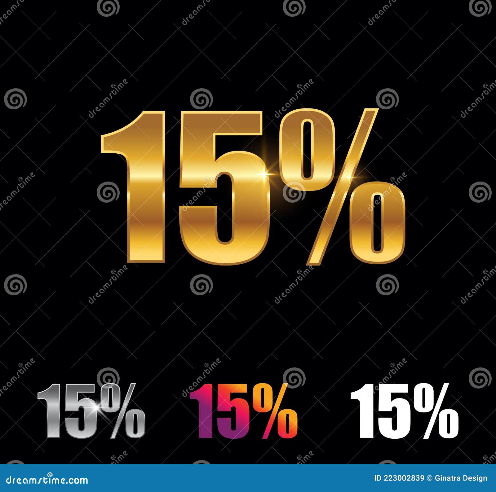Golden and Silver 15 Percent Sign Stock Vector - Illustration of cost ...