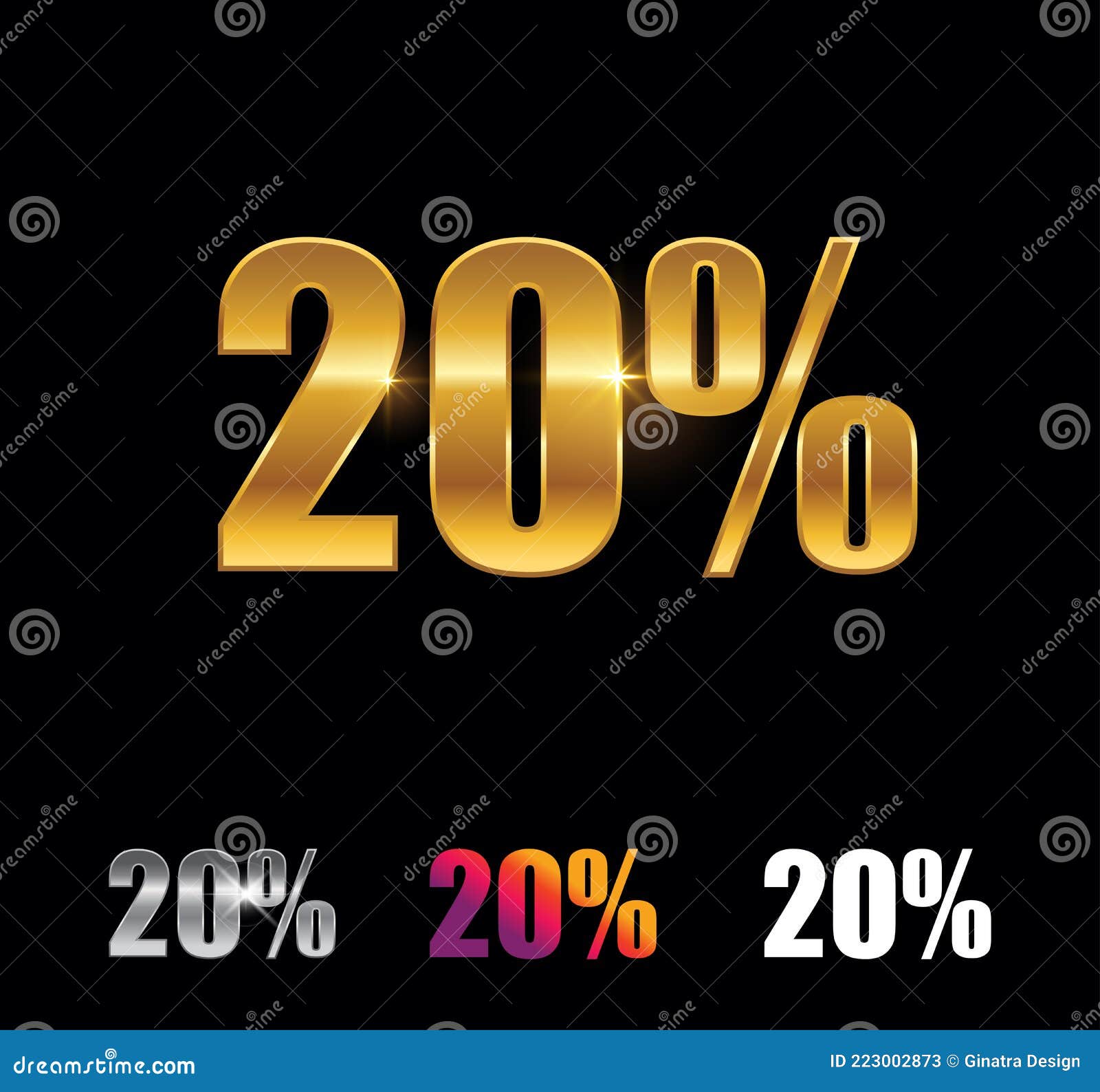 Golden and Silver 20 Percent Sign Stock Vector - Illustration of sale ...