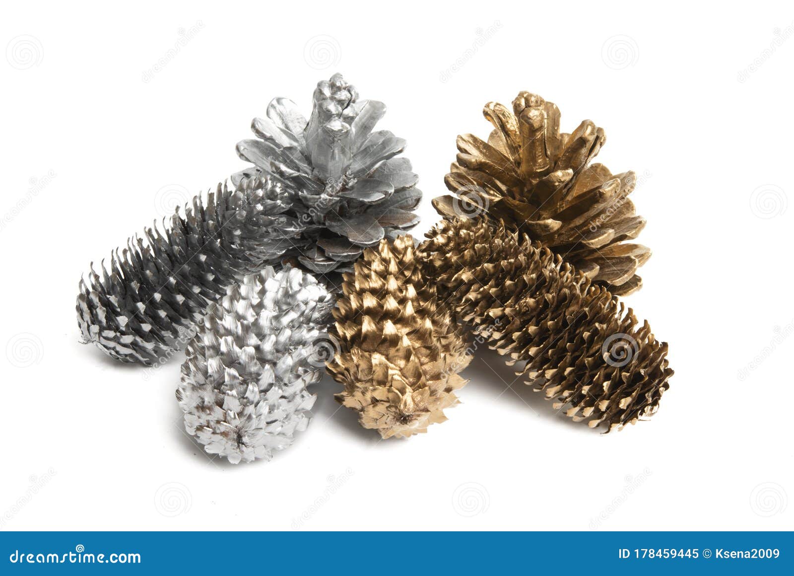Golden and Silver Pine Cones Stock Image - Image of pine, decorative: 178459445