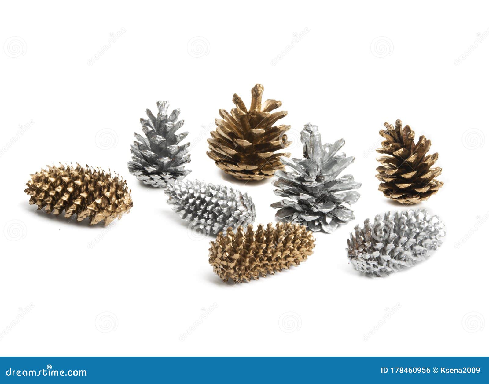 Golden and Silver Pine Cones Stock Photo - Image of holiday, decoration: 178460956