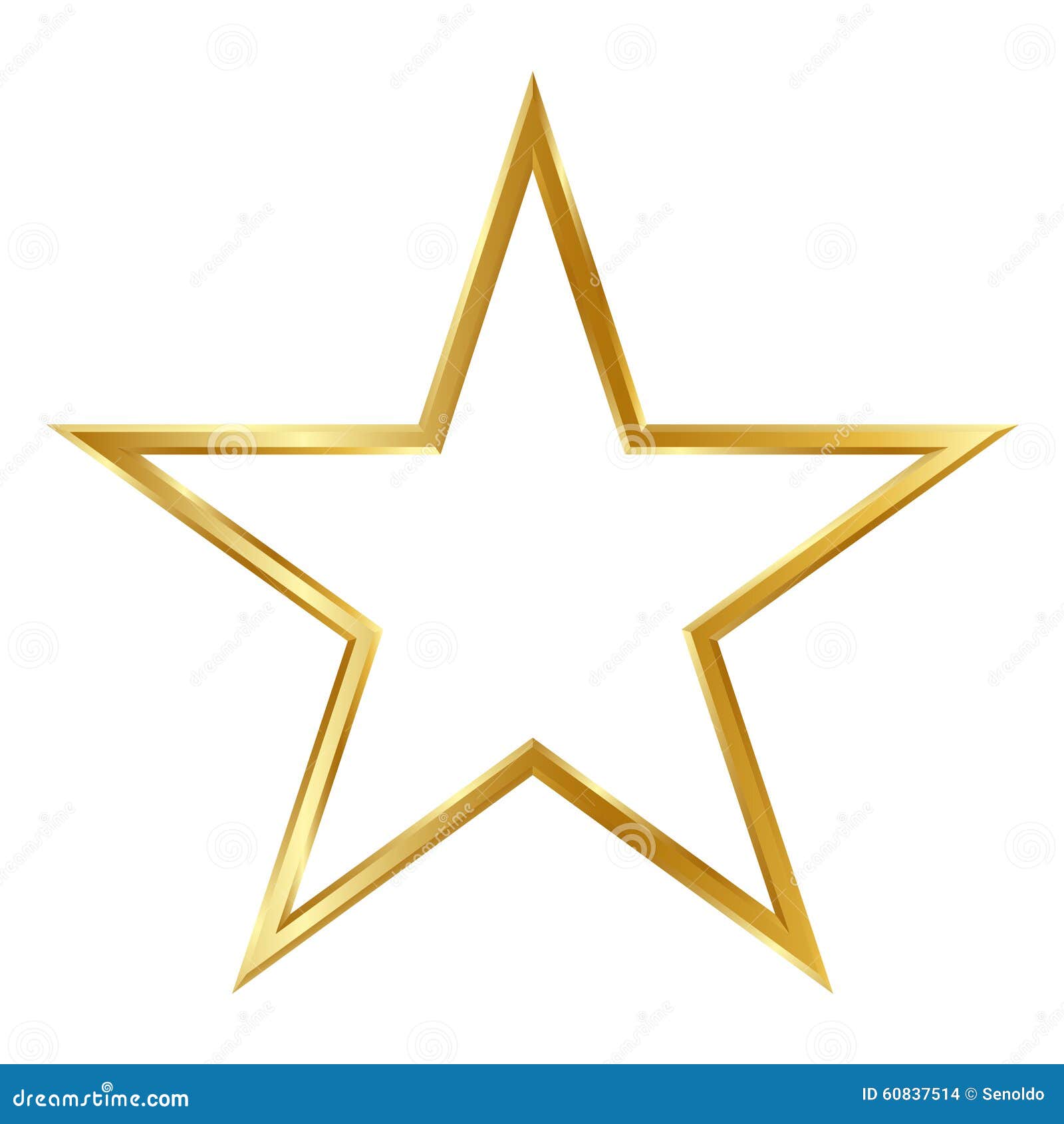 Golden Simple 3D Star Frame Isolated on White Background Stock ...