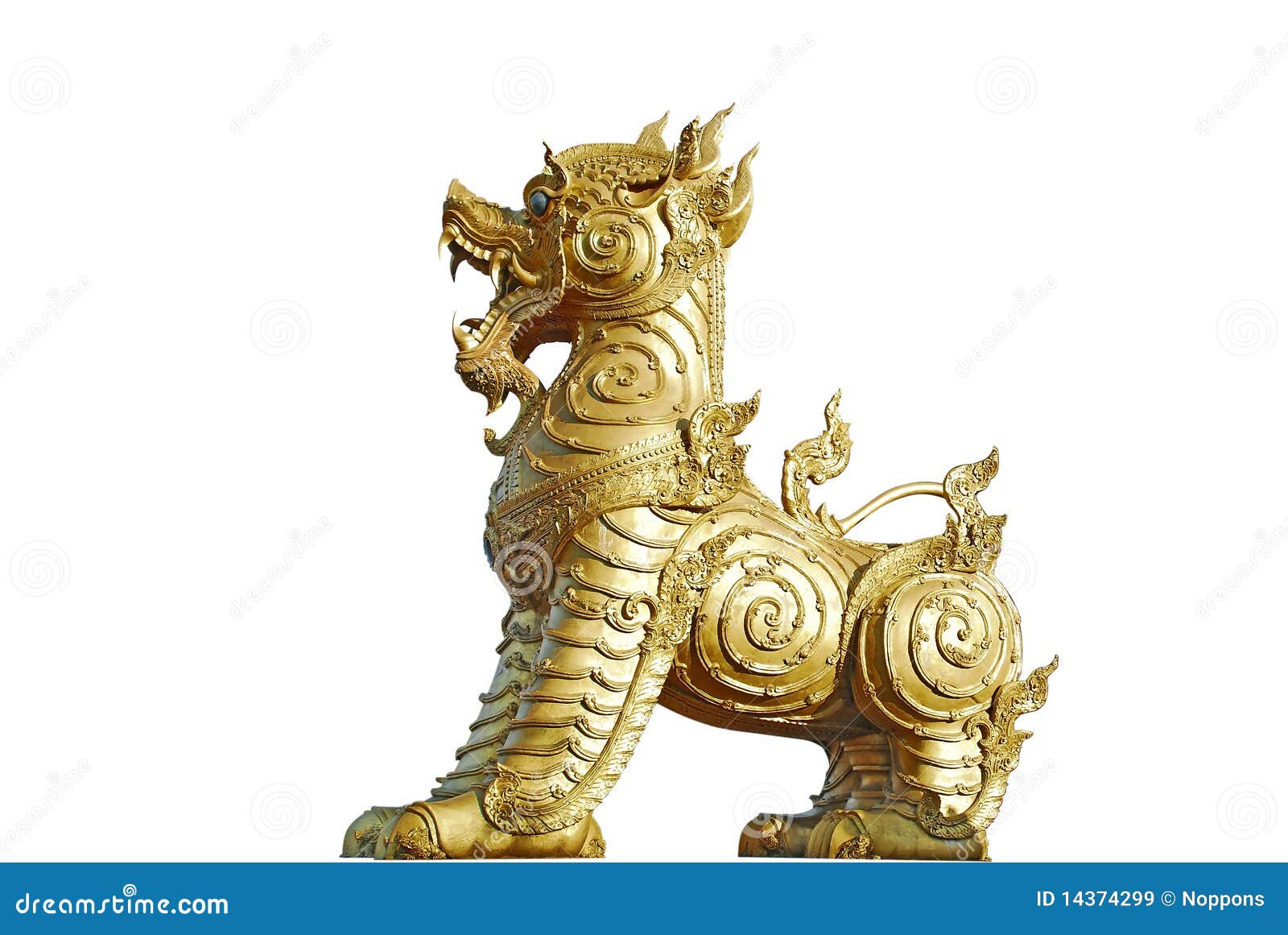 Golden Singha lion stock image. Image of asian, religion - 14374299
