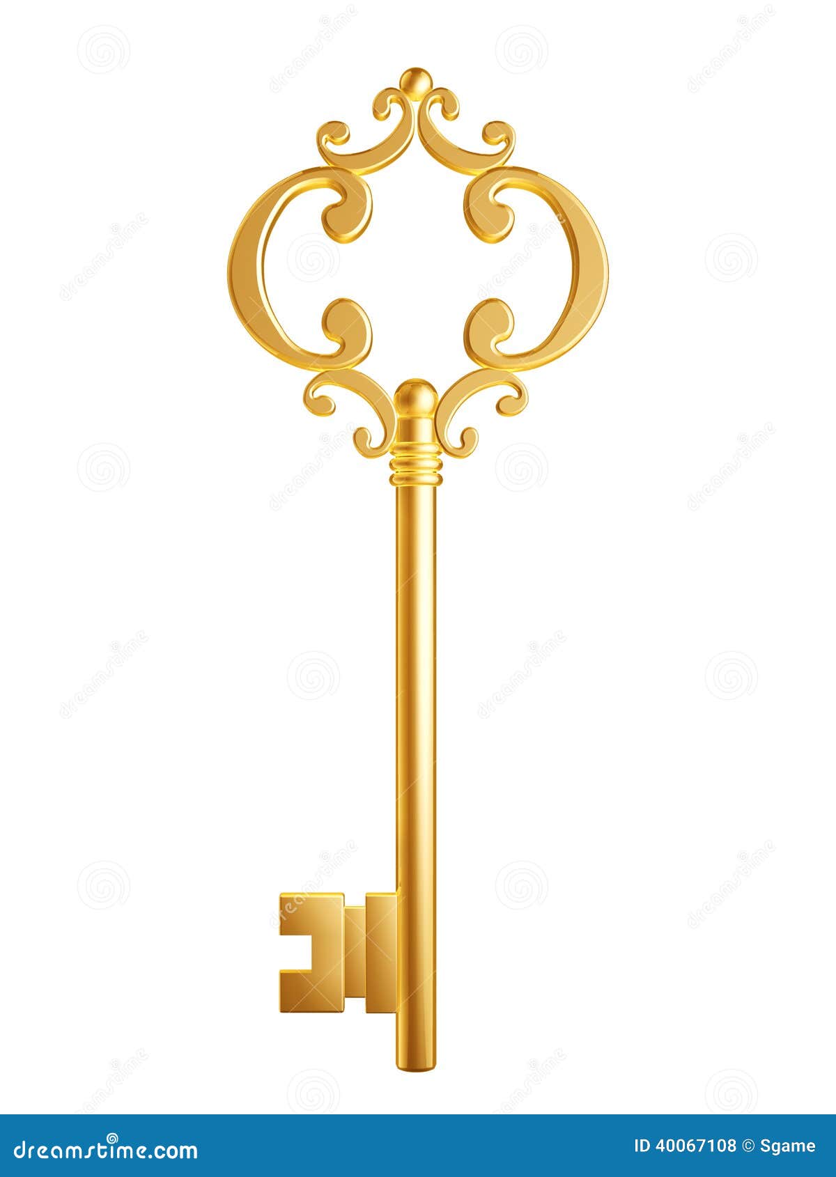 Golden Skeleton Key stock illustration. Illustration of lock - 40067108
