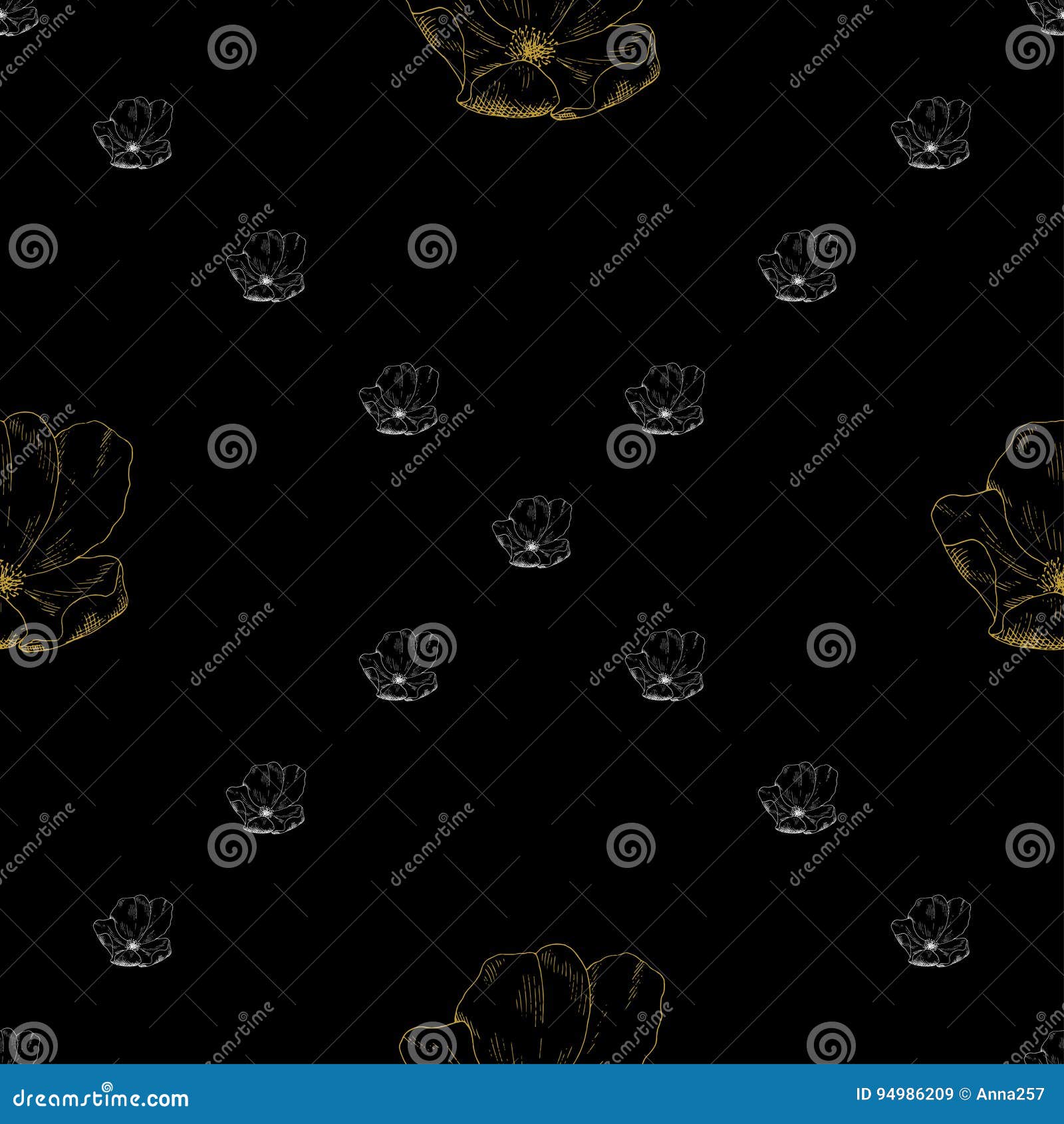 Golden Sketch Briar Decor Seamless Pattern Stock Vector - Illustration ...