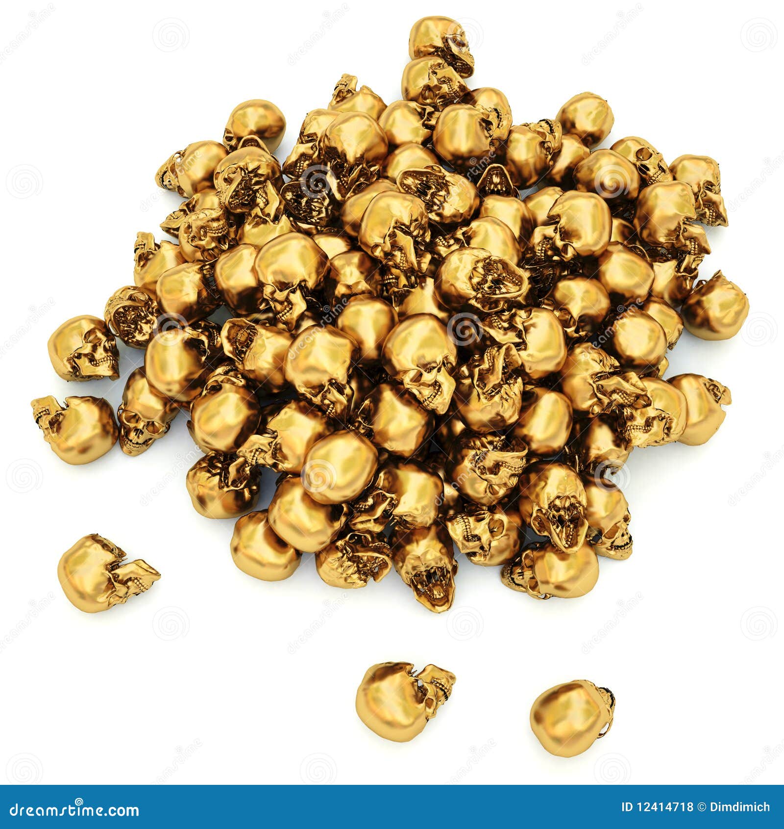 Golden skull stock illustration. Illustration of scattered - 12414718