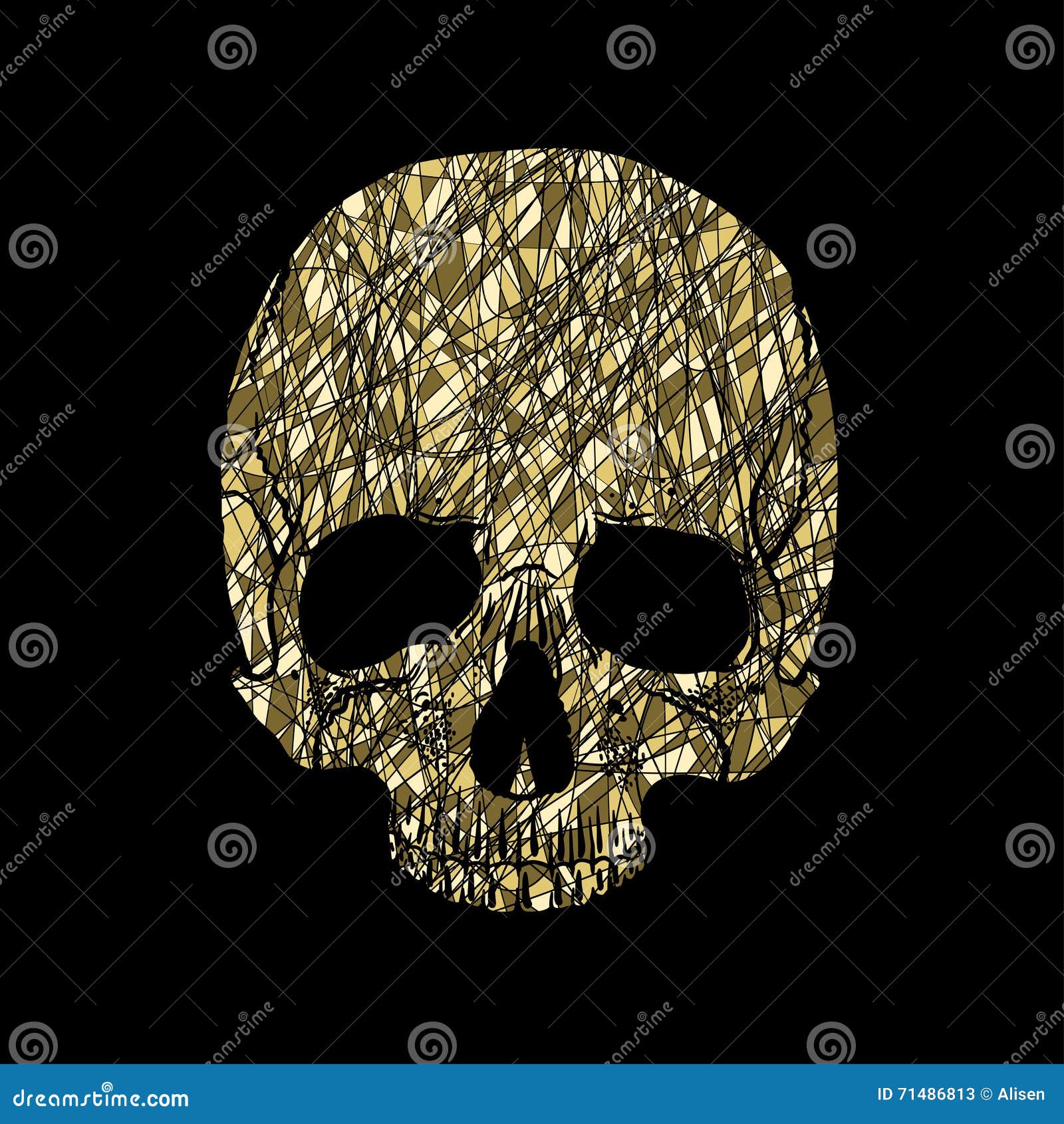 Golden Skull With Crossed Bones Or Totenkopf Royalty-Free Illustration ...