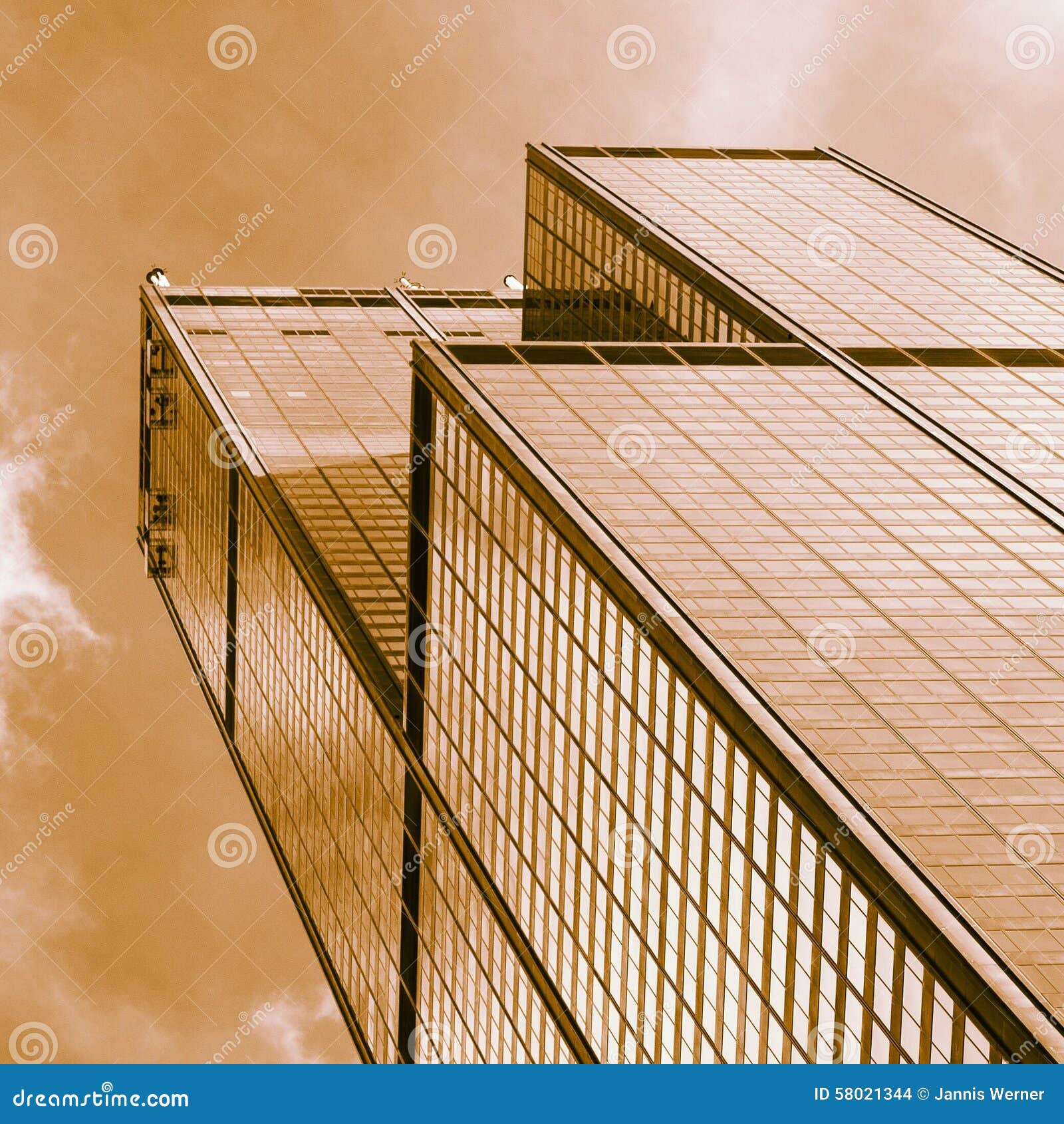 Golden Skyscraper stock photo. Image of tower, gold, modernism - 58021344