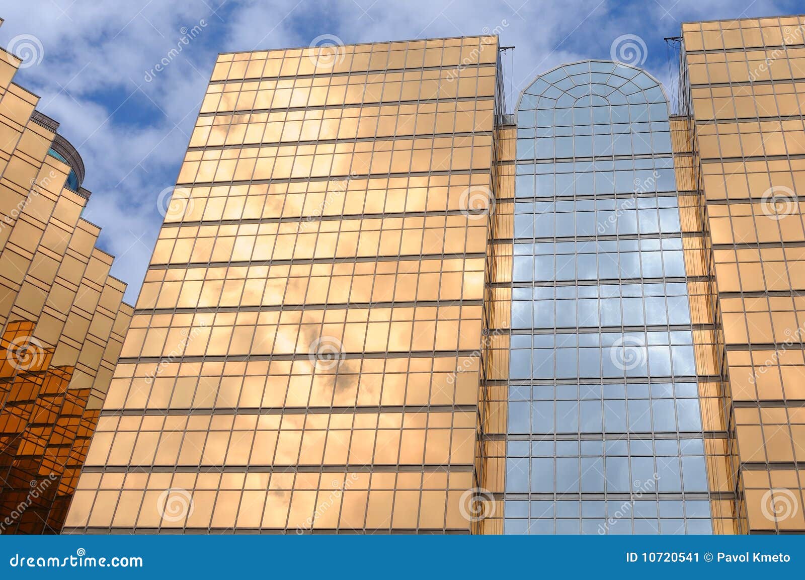Golden skyscrapers windows stock image. Image of modern - 10720541