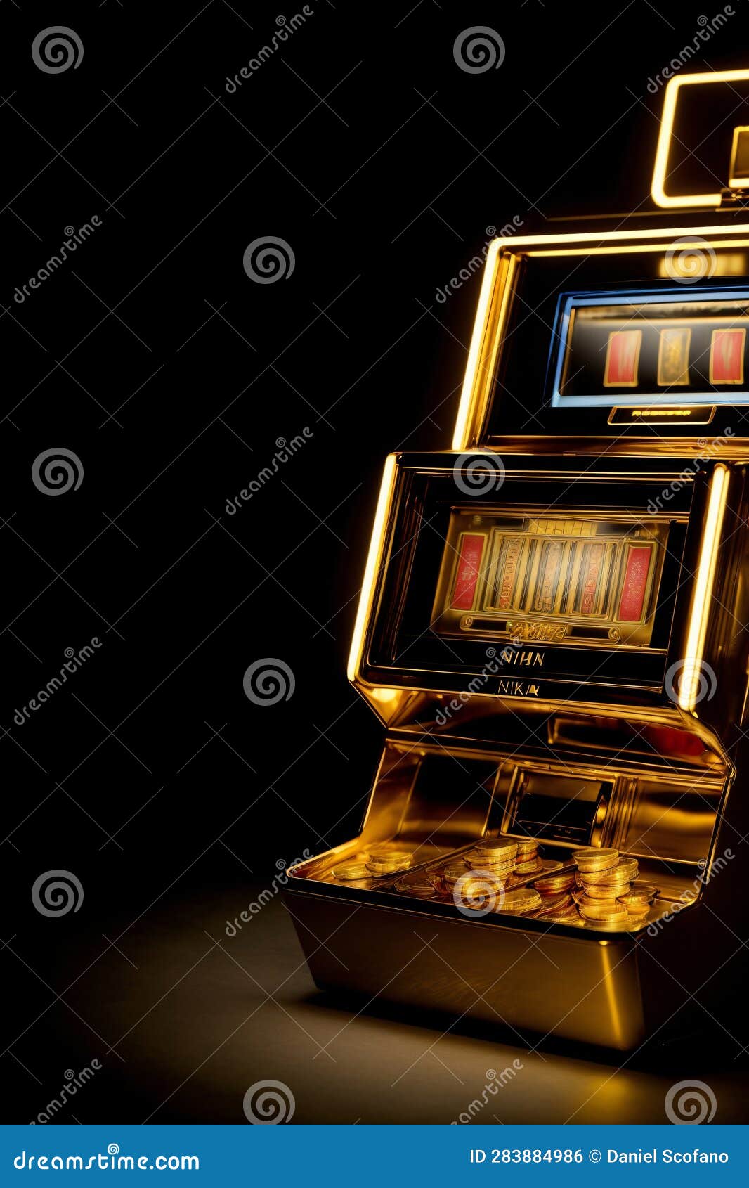 A Golden Slot Machine Sitting on Top of a Table. Generative AI Stock ...
