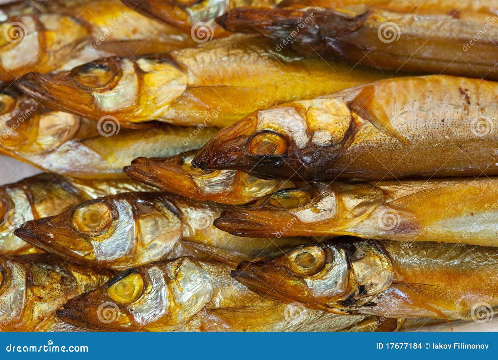 Golden smoke-dried fish stock photo. Image of building - 17677184