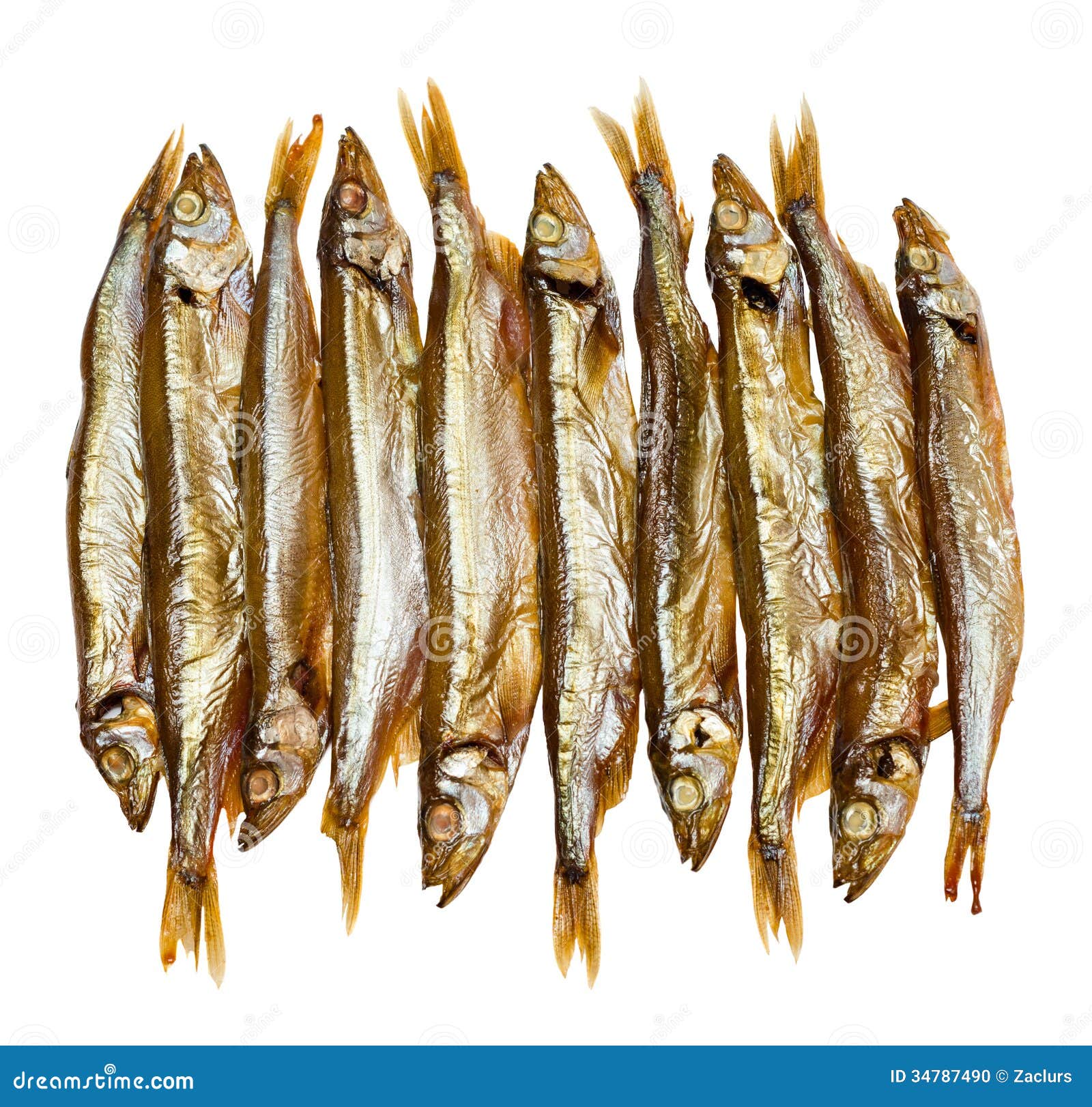 Golden smoked sprats stock photo. Image of group, meat - 34787490