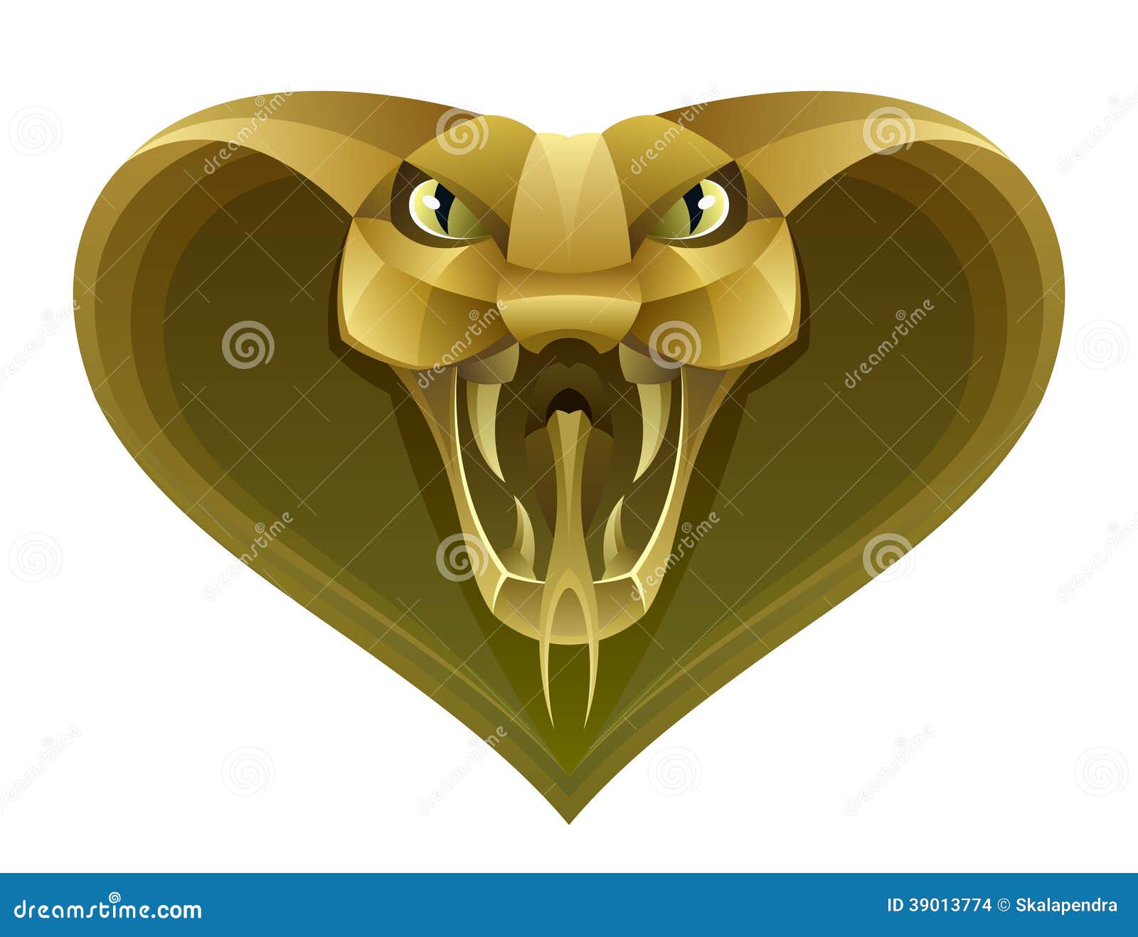 Golden snake head stock vector. Illustration of attack - 39013774