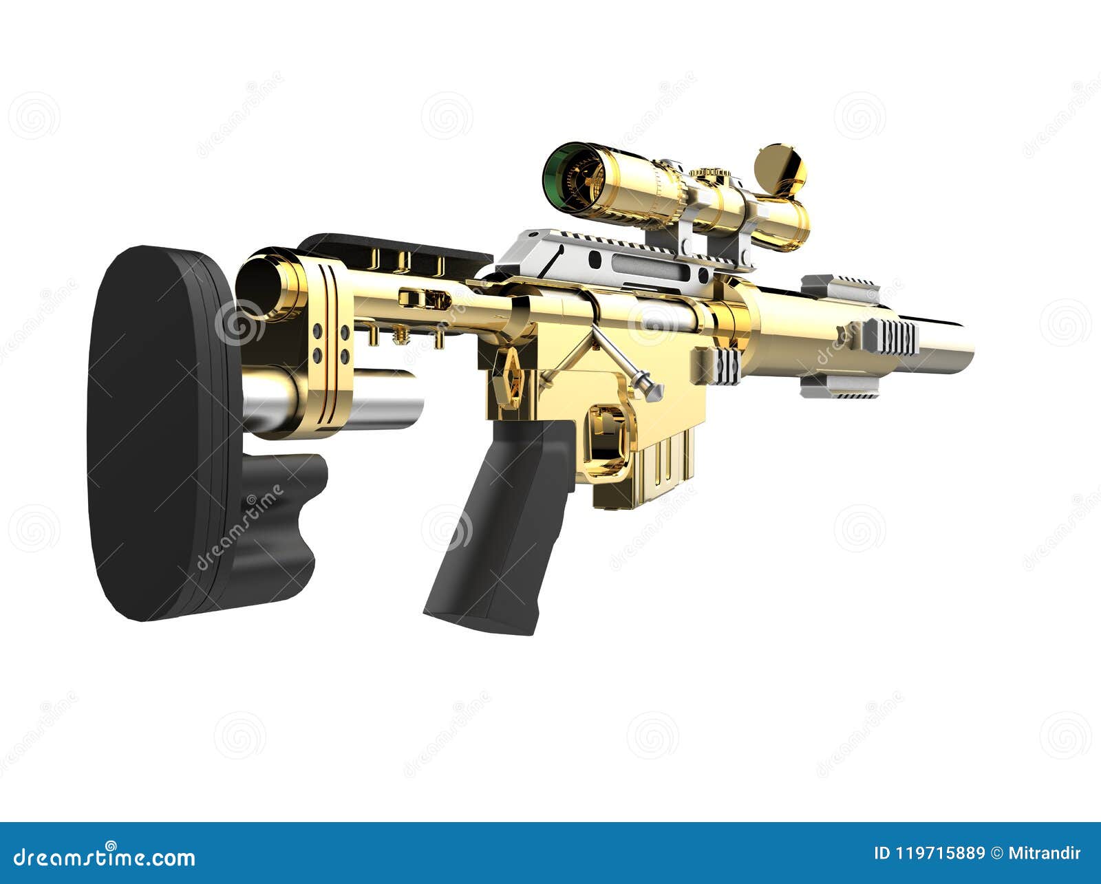 Golden Sniper Rifle - Back View Stock Illustration - Illustration of ...