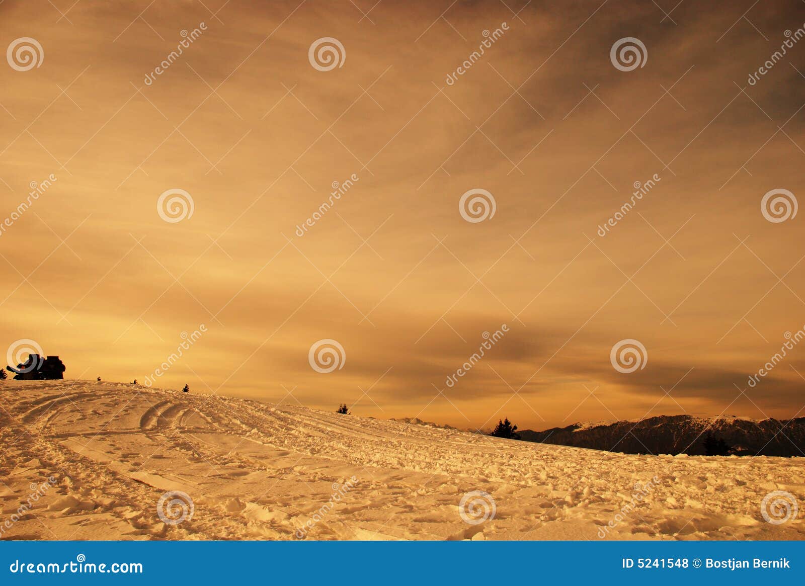 Golden snow stock photo. Image of evening, hour, slope - 5241548
