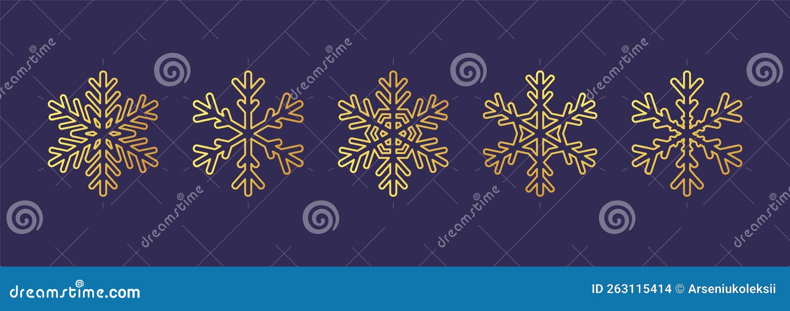 Golden Snowflake Thinline Icon. Foil Snow Flake Stencil Blueprint Stock ...