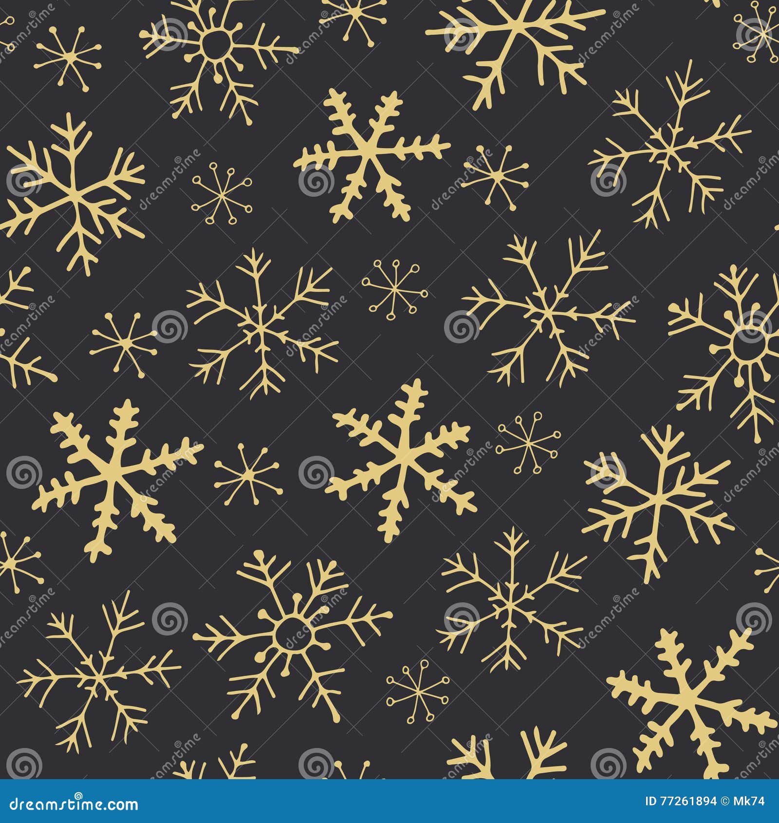 Golden snowflakes pattern stock vector. Illustration of vector - 77261894