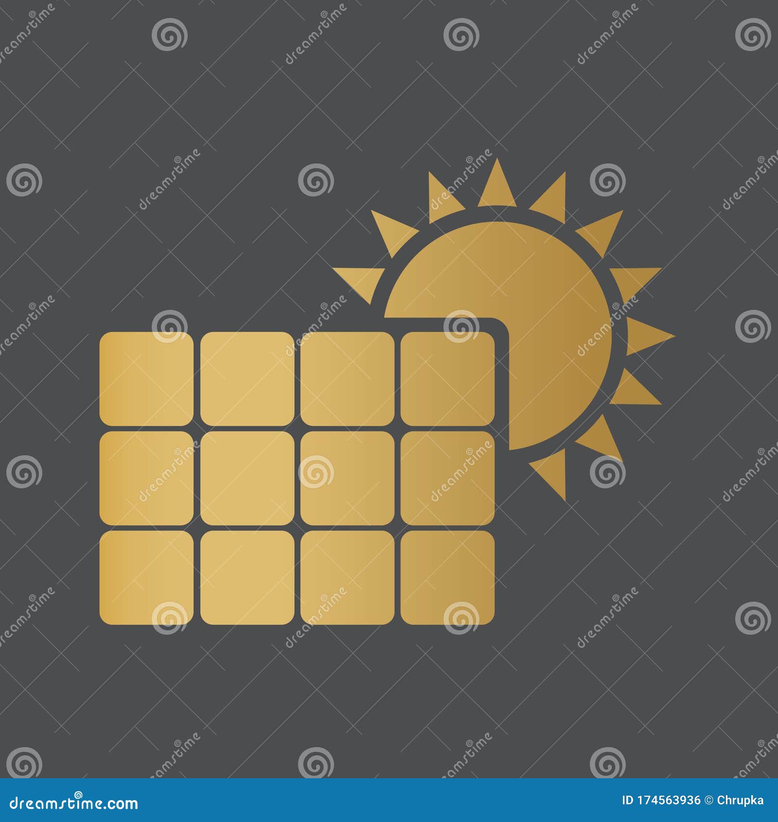 Golden solar battery panel stock vector. Illustration of high - 174563936