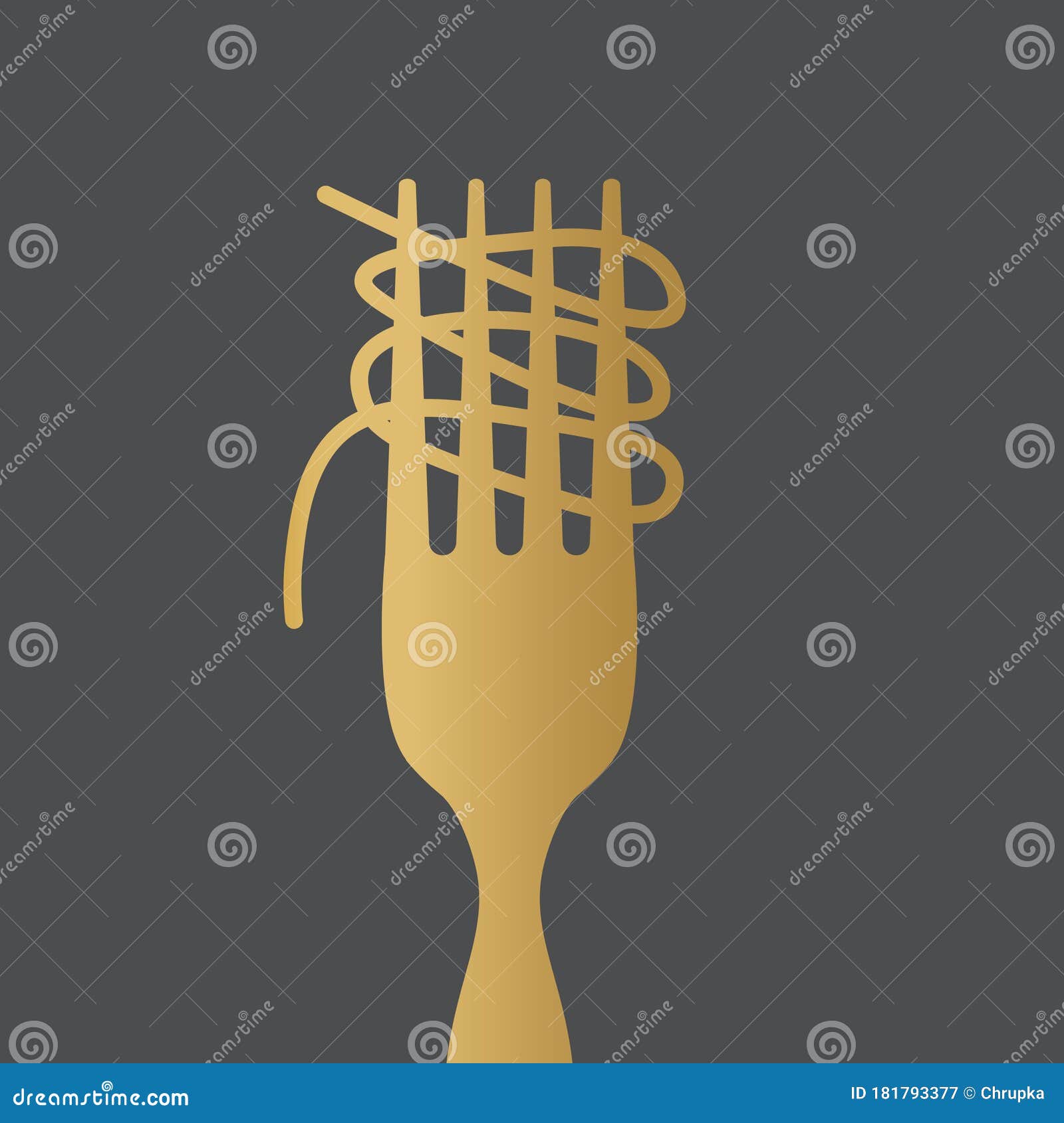 Golden Spaghetti on Fork Icon Stock Vector - Illustration of noodles ...