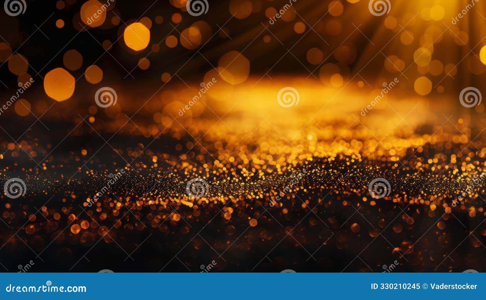 Golden Sparkle Background with Sun Rays and Bokeh Stock Illustration ...