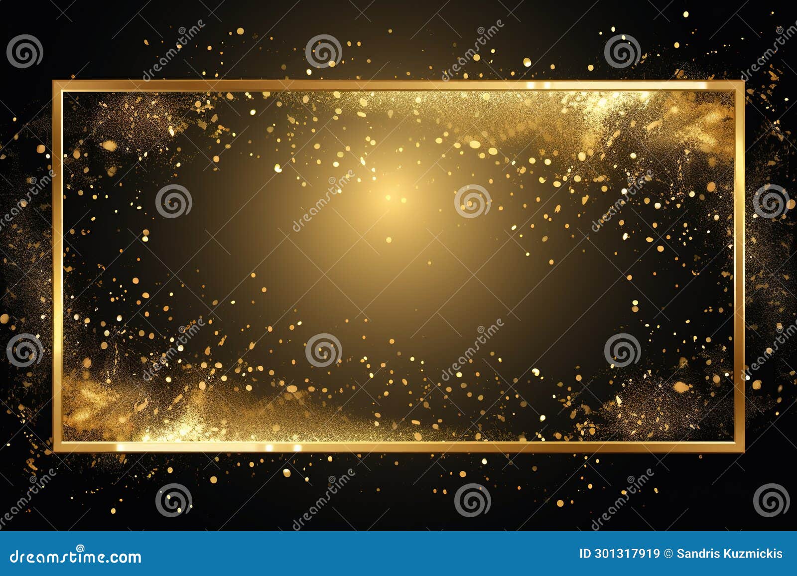 Golden Sparkle Splatter Brush Border. Generative AI Stock Illustration ...