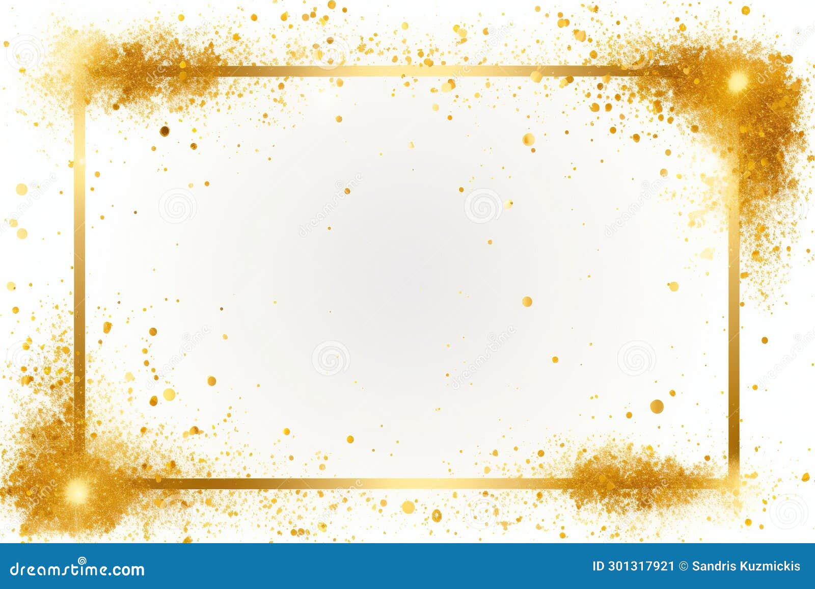 Golden Sparkle Splatter Brush Border. Generative AI Stock Illustration ...