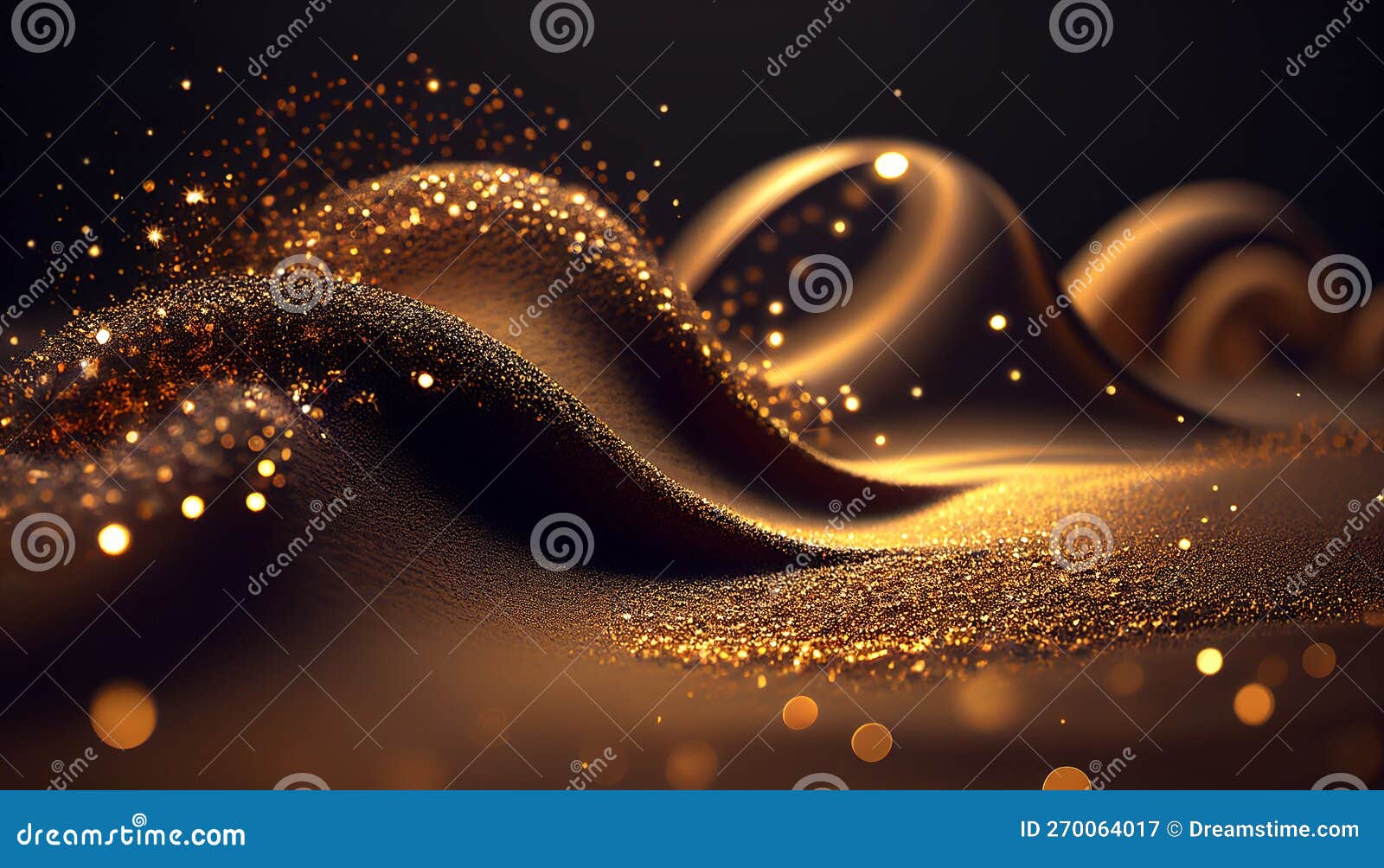 Golden Sparkle Wave on Black Background .AI Generated Stock ...