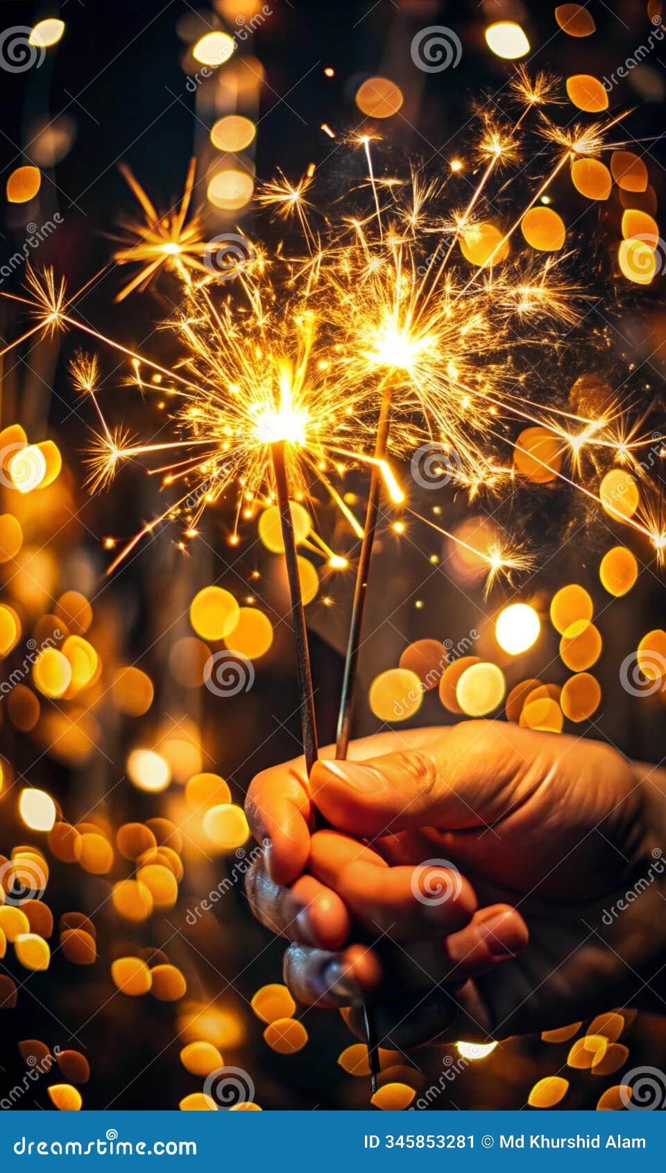 Golden Sparkler Glow in Handheld Scene Wallpaper Background Stock ...