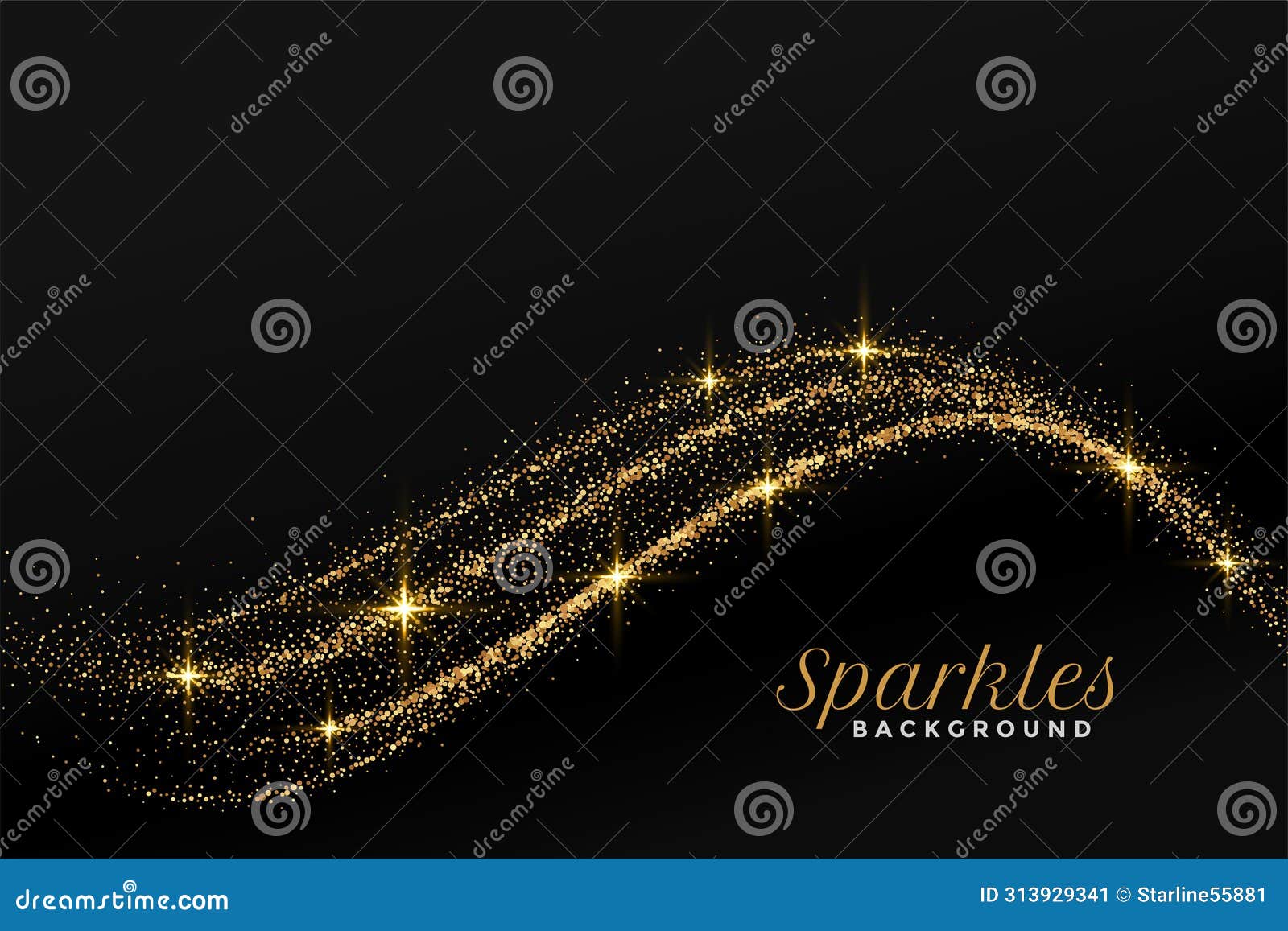 Golden Sparkles Flowing in Wave Background Design Stock Vector ...