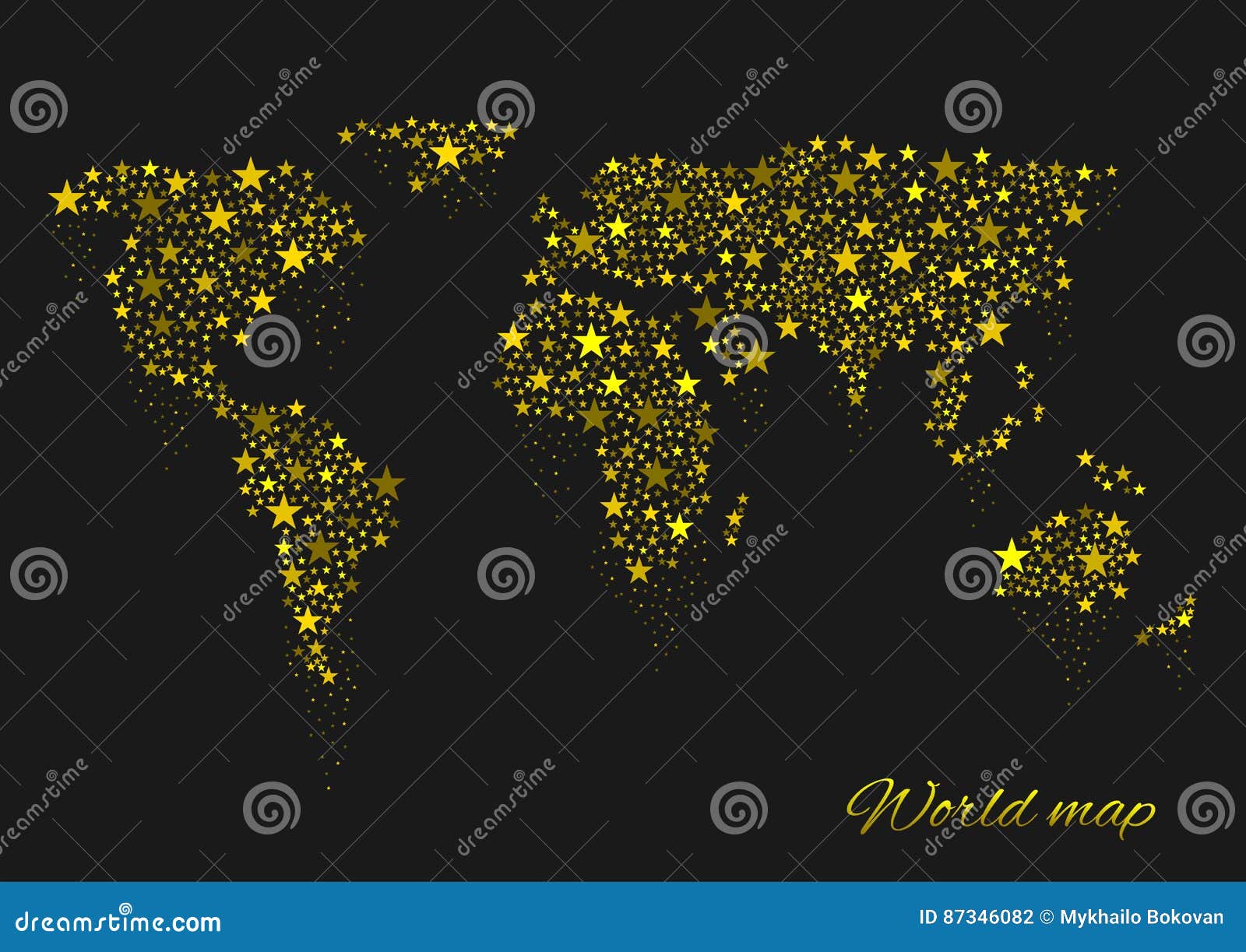 Golden sparkles world map stock vector. Illustration of artwork - 87346082