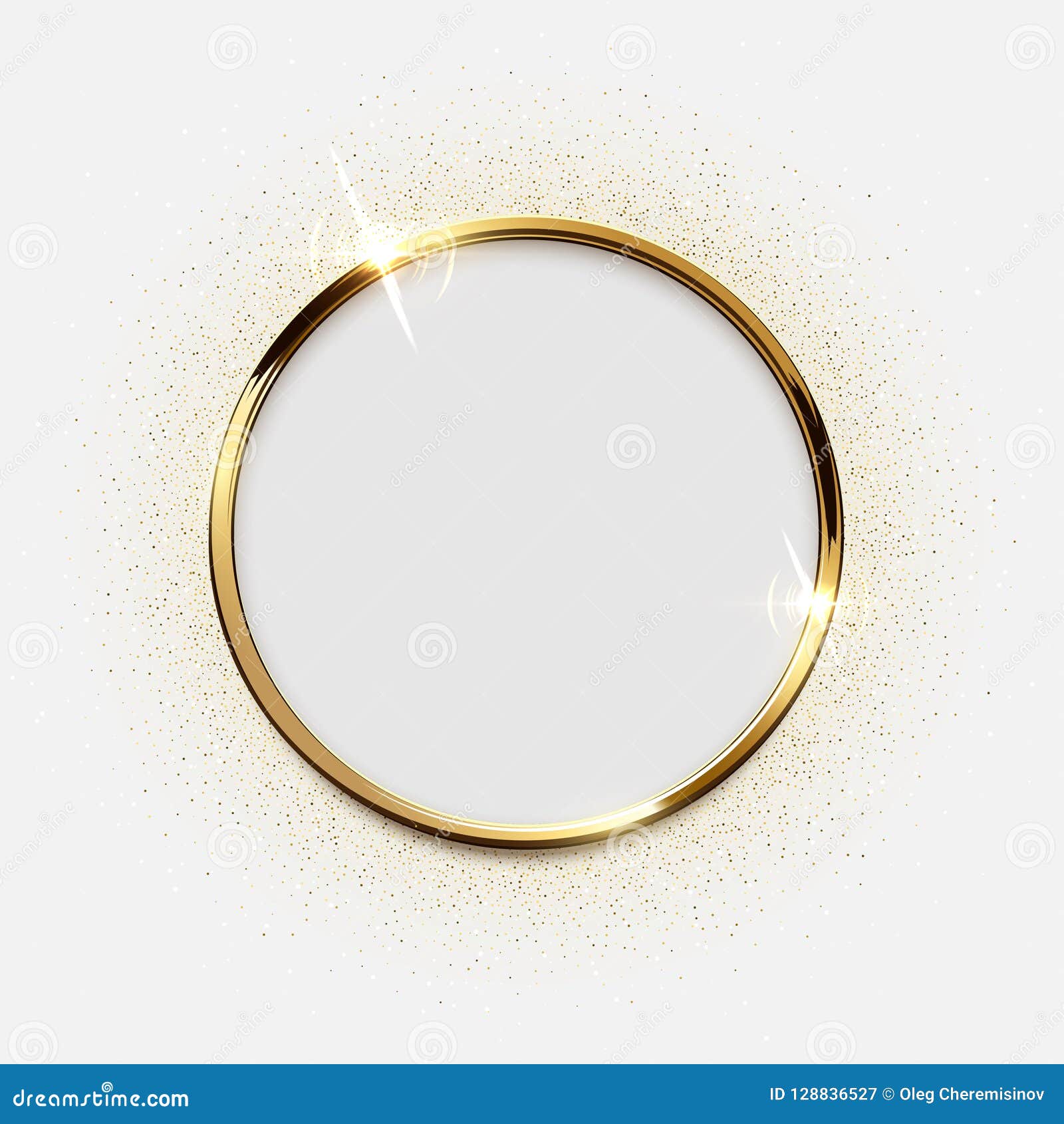 Golden Sparkling Ring with Glitter Isolated on White Background. Vector ... Golden Sparkling Ring with Glitter Isolated on White Background. Vector ...
