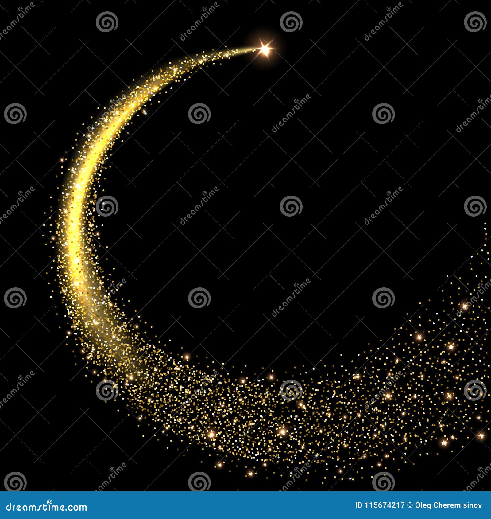 Golden Sparkling Star with Stardust Trail. Vector Illustration. Stock ...
