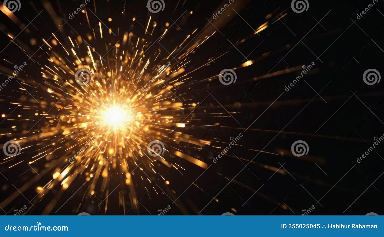Golden Sparks Burst Against a Dark Backdrop Stock Illustration ...
