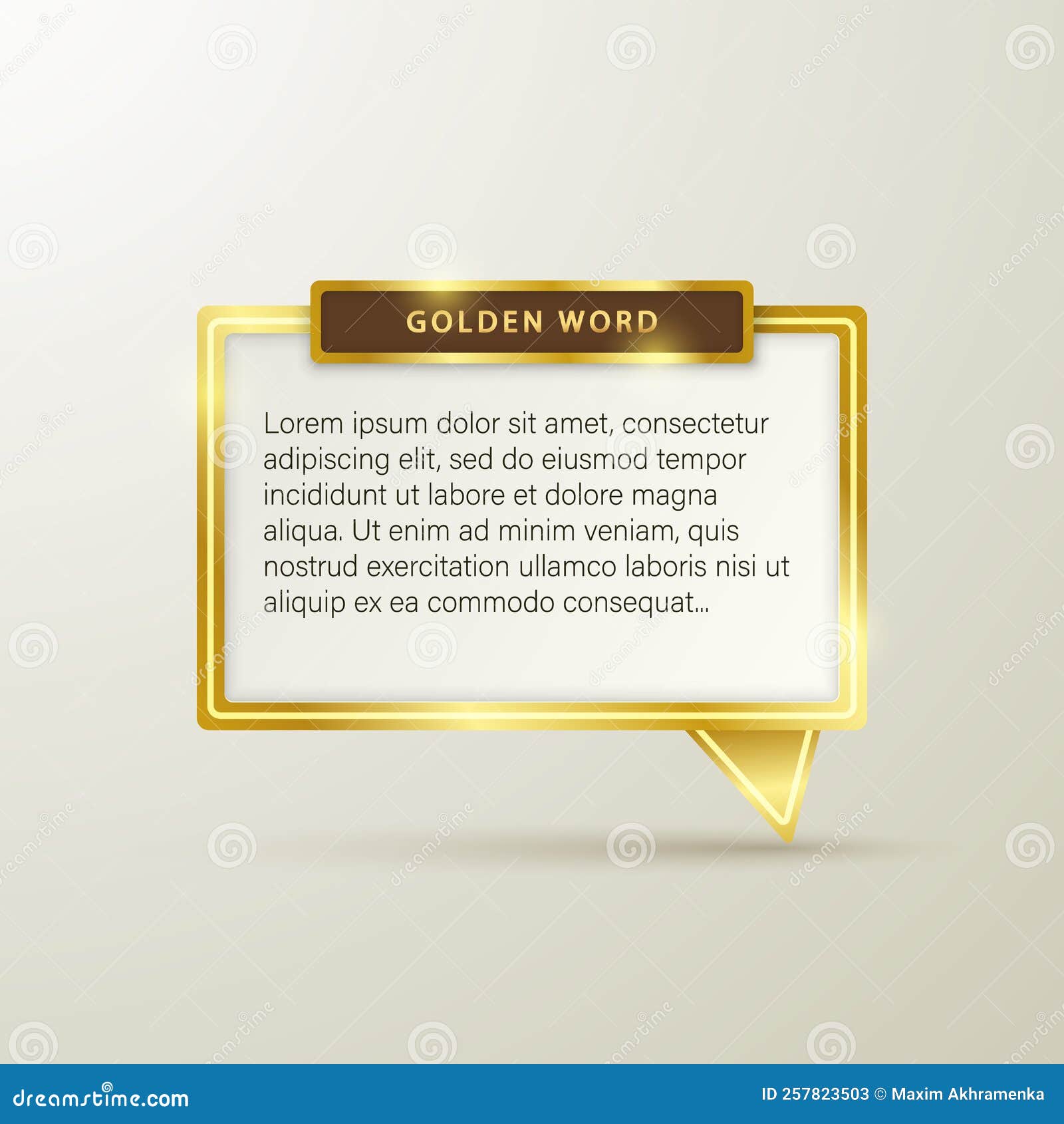 Golden Speech Bubble. the Concept of the Right Words Stock Illustration ...