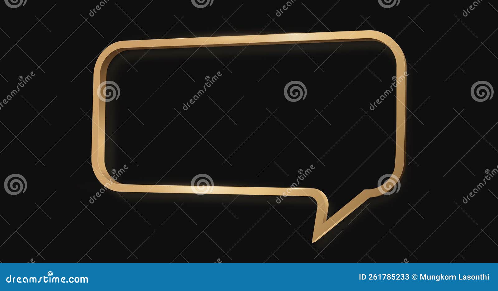 Golden Speech Bubble Luxury Icon on Dark Background. Vector ...