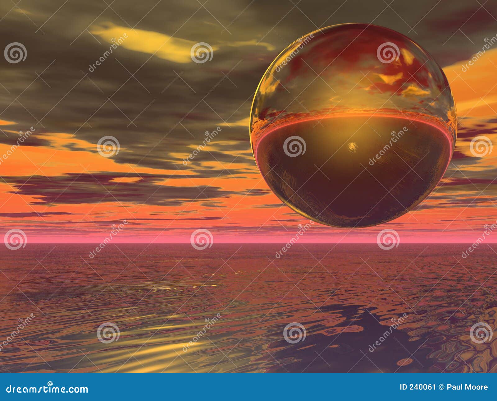 Golden Sphere stock illustration. Illustration of planet - 240061