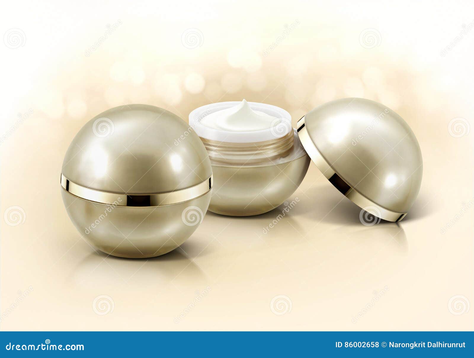 Golden Sphere Cosmetic Jar on Glitter Stock Photo - Image of glass ...