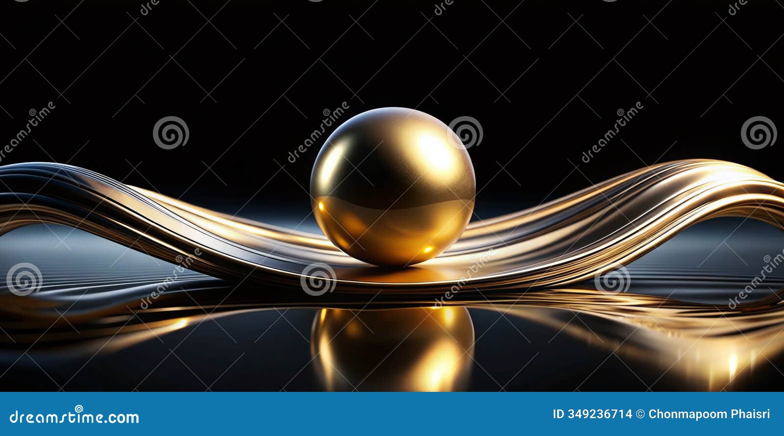 Golden Sphere Descending a Dynamic Wave Stunning 3D Looping Animation ...