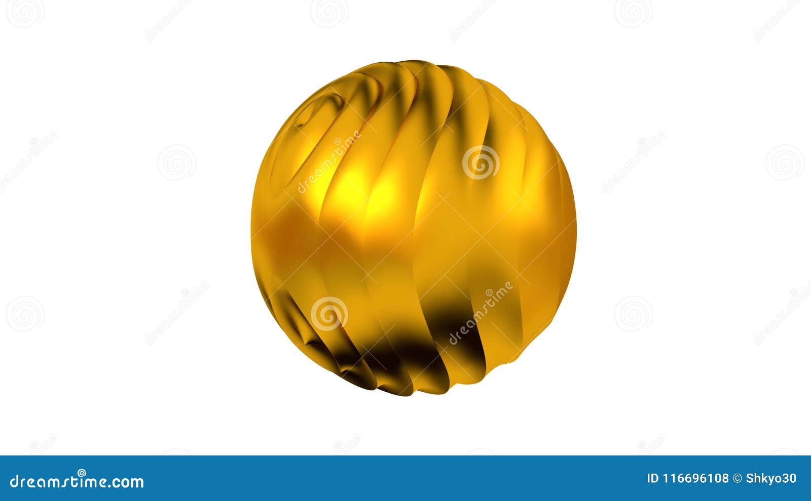 Golden Sphere with Many Vertical Waves Stock Illustration ...